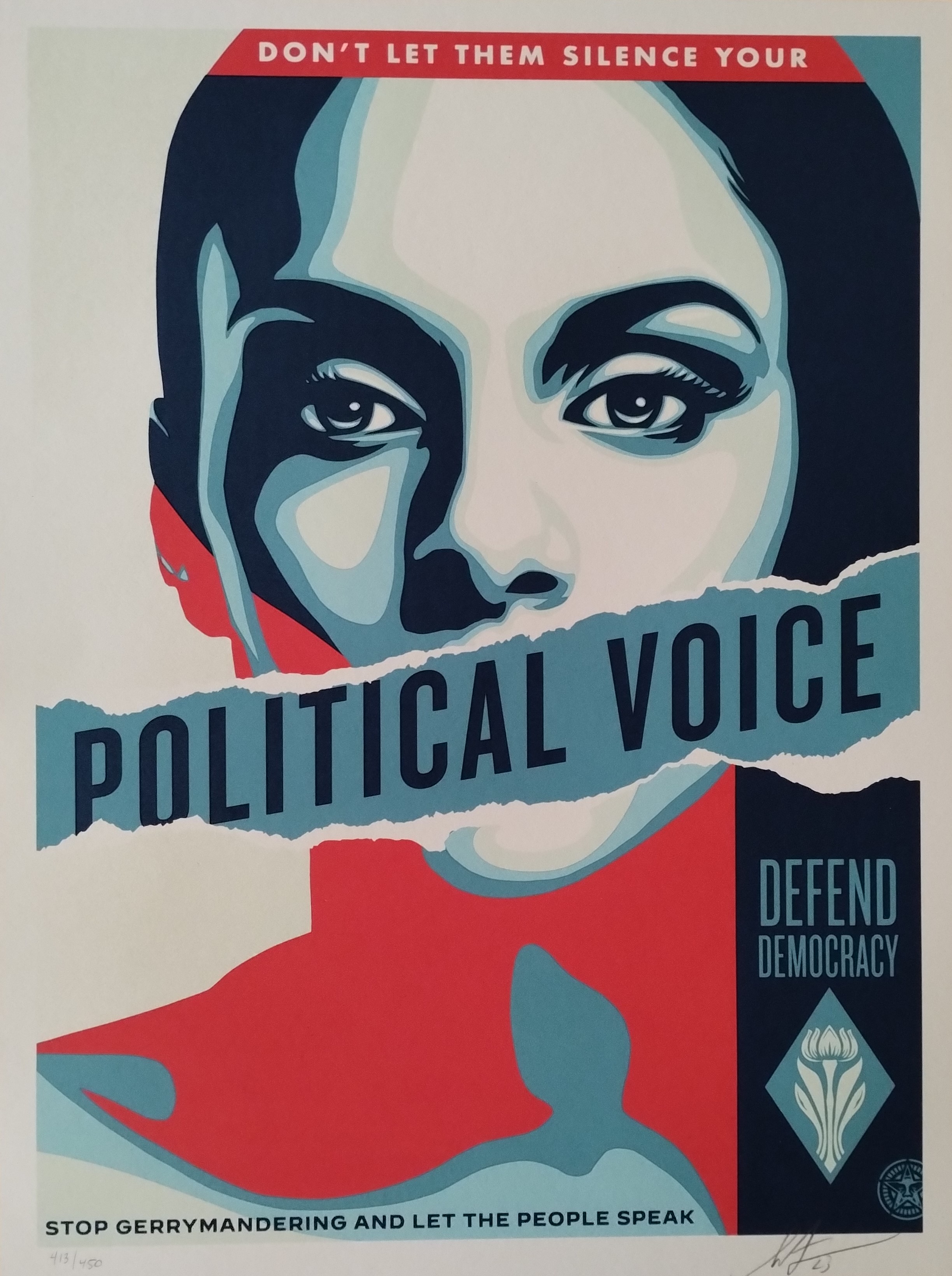 Shepard FAIREY (Obey) -Political Voice - Sérigraphie signée au crayon ...