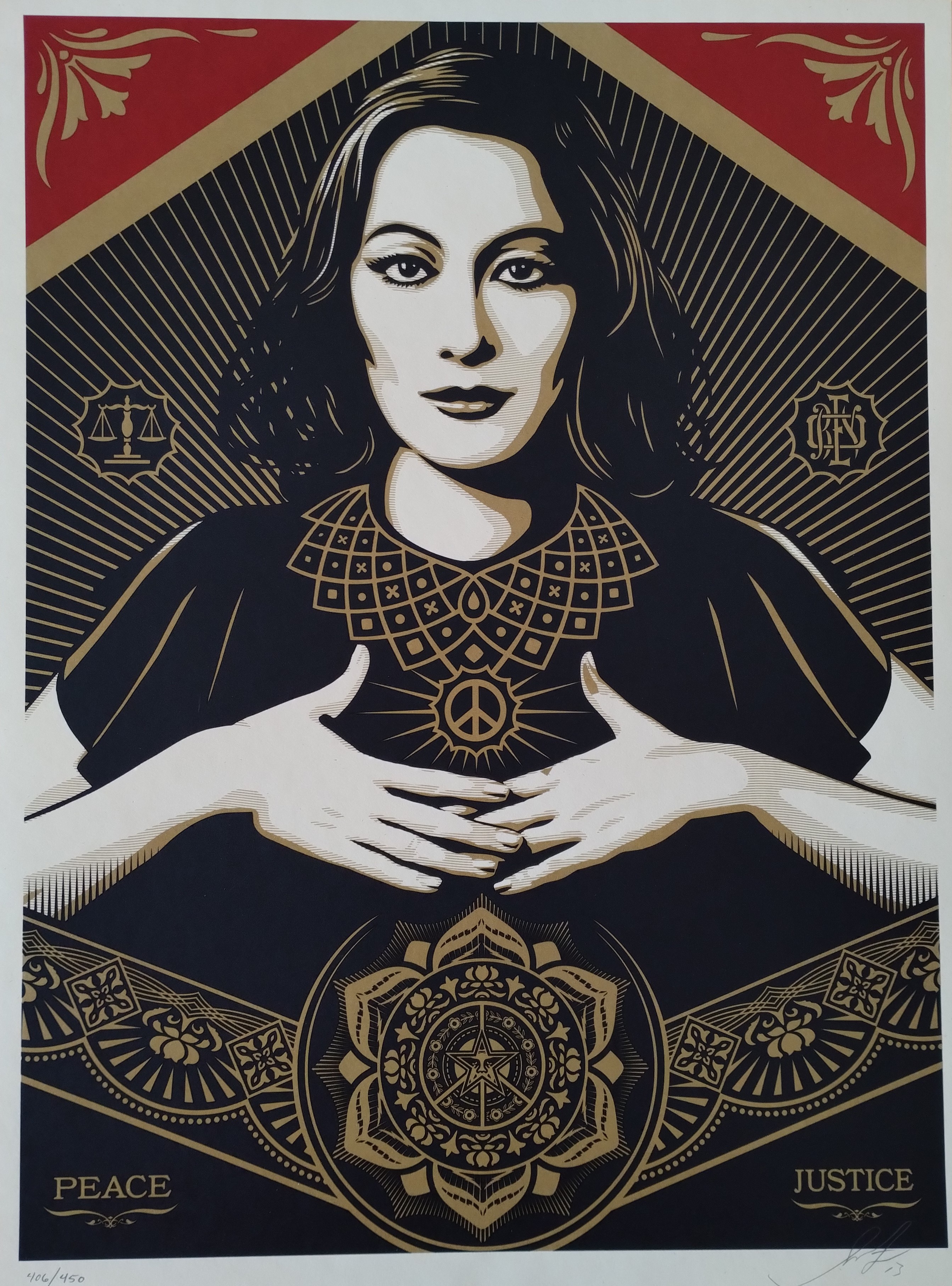 Shepard FAIREY (Obey) - Peace & Justice Woman 13 - Screenprint signed ...