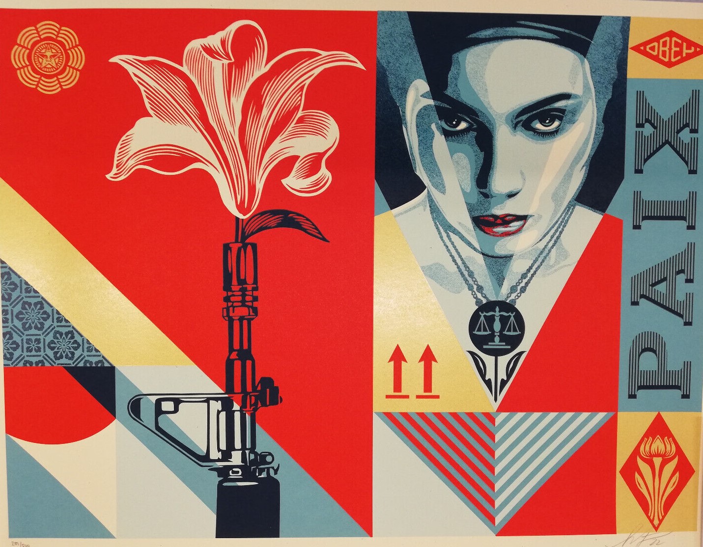 Shepard FAIREY (Obey) - "Paix Et Justice Mural"- Sérigraphie - Street ...