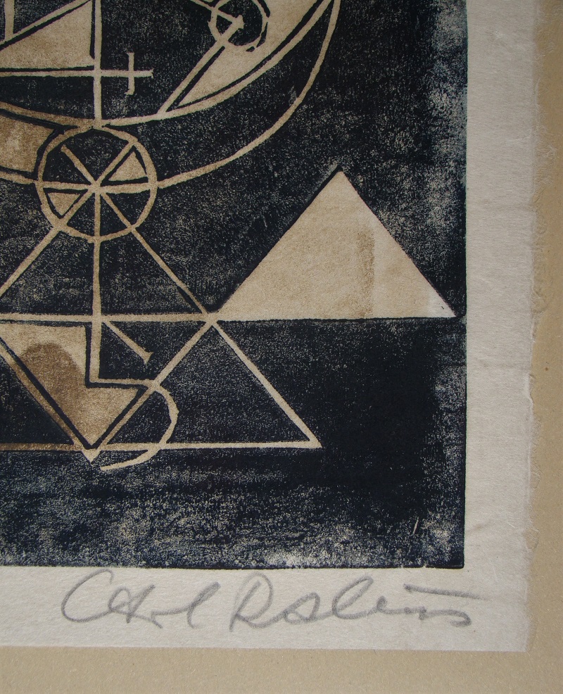 Carl RABUS - Composition for Art Abstrait, 1953 - Handsigned woodcut ...