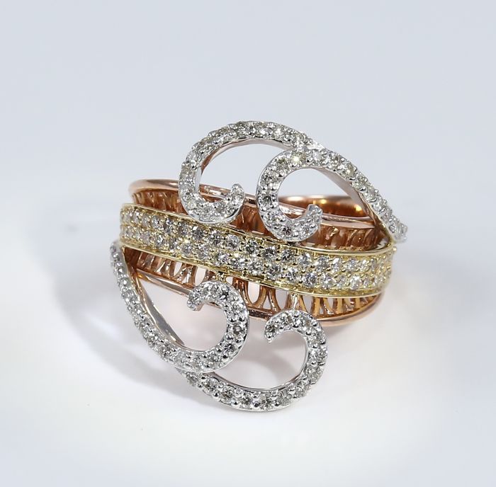 Bague à diamant de créateur en or rose - Bijoux et montres - Plazzart