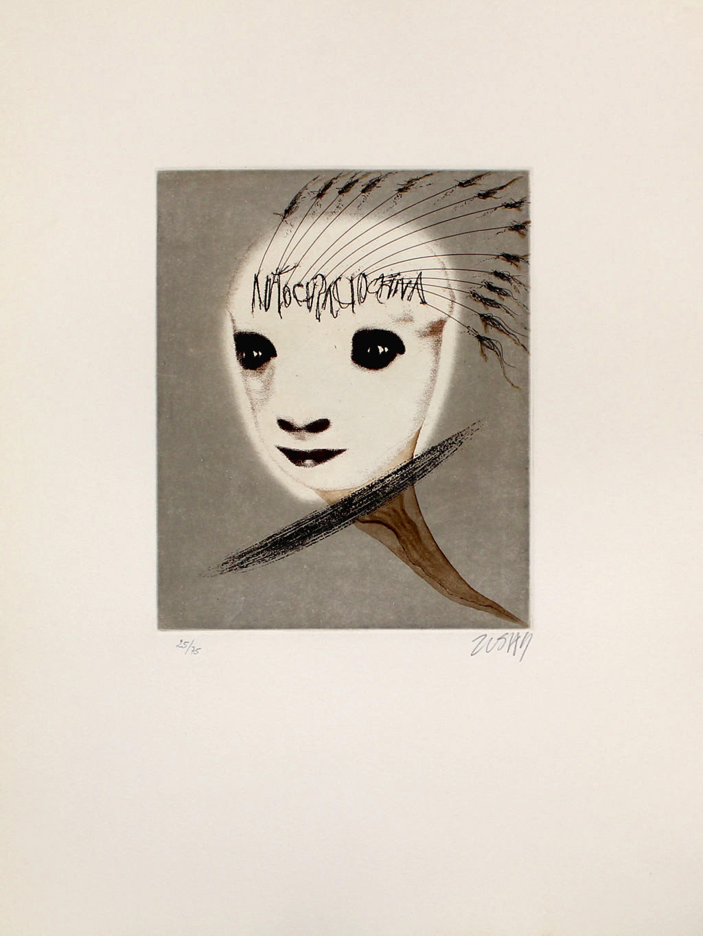 Evru ZUSH - Auto-guérison créative, 1994 - Gravure signée au crayon ...