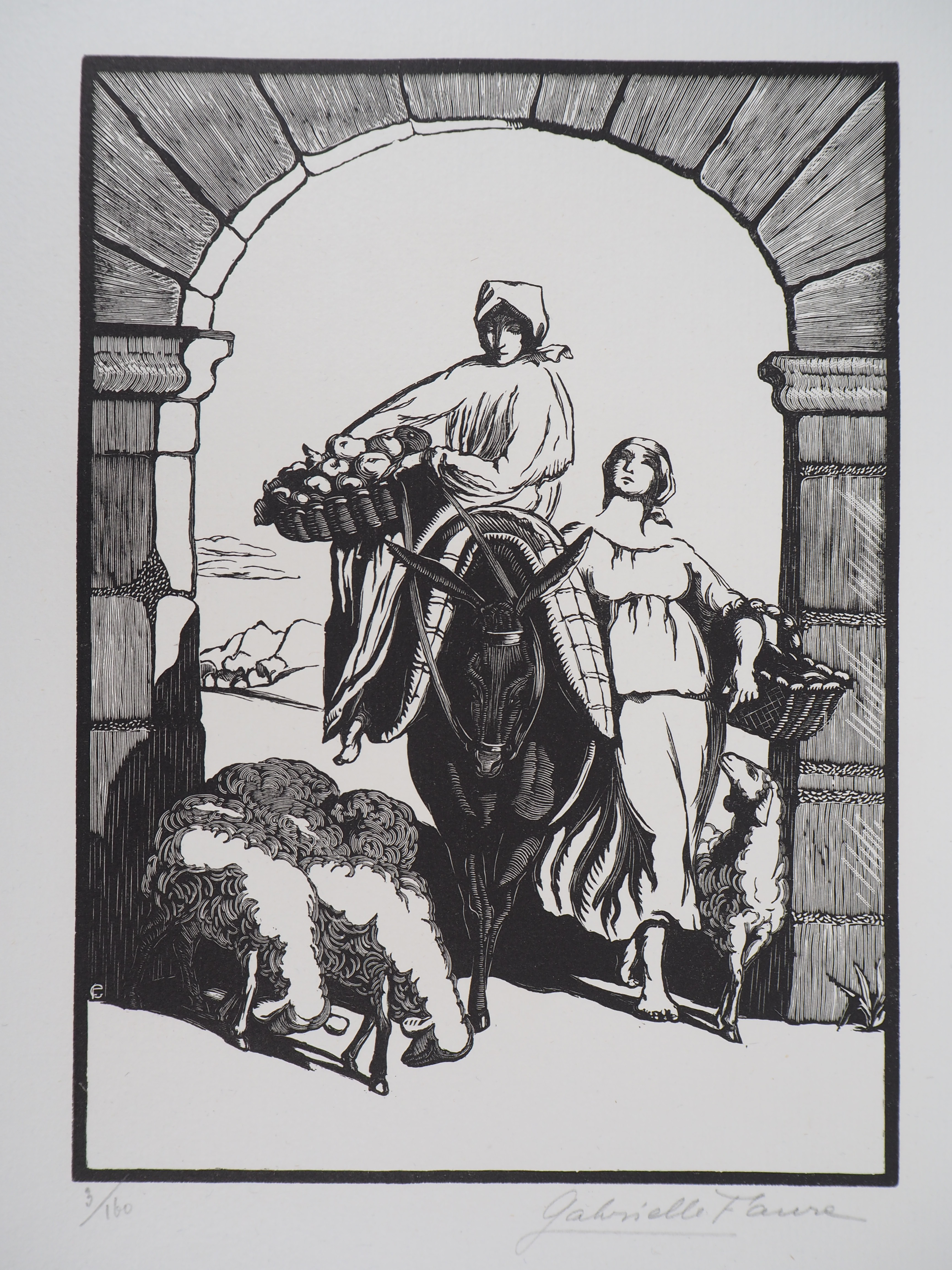 Gabrielle FAURE : Les Campagnardes - 1929 - Bois gravé original signé ...