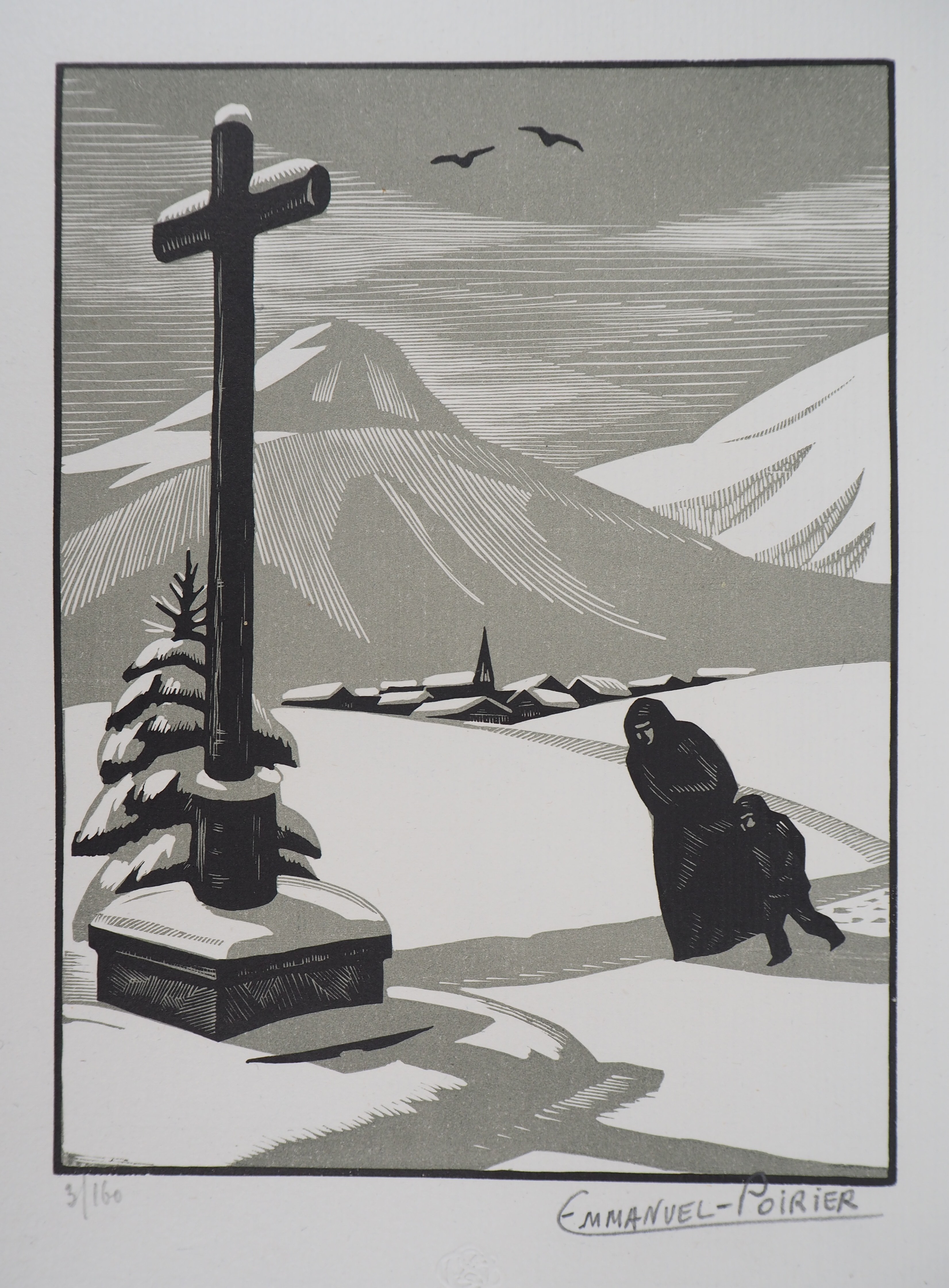 Emmanuel POIRIER : Le calvaire - 1929 - Bois gravé original signé - Art ...