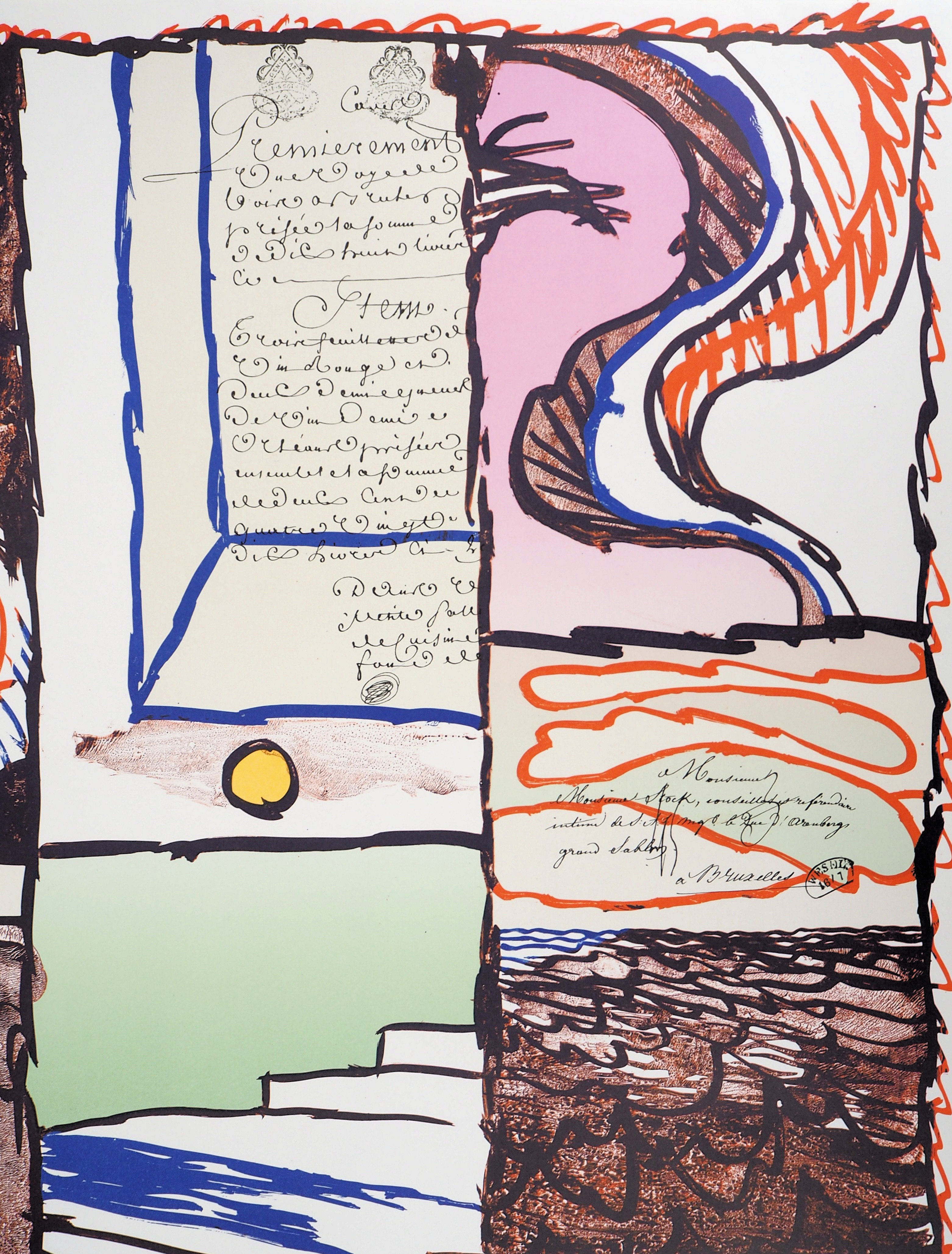 Pierre Alechinsky (1927-) Composition, 1980 Original lithograph in ...