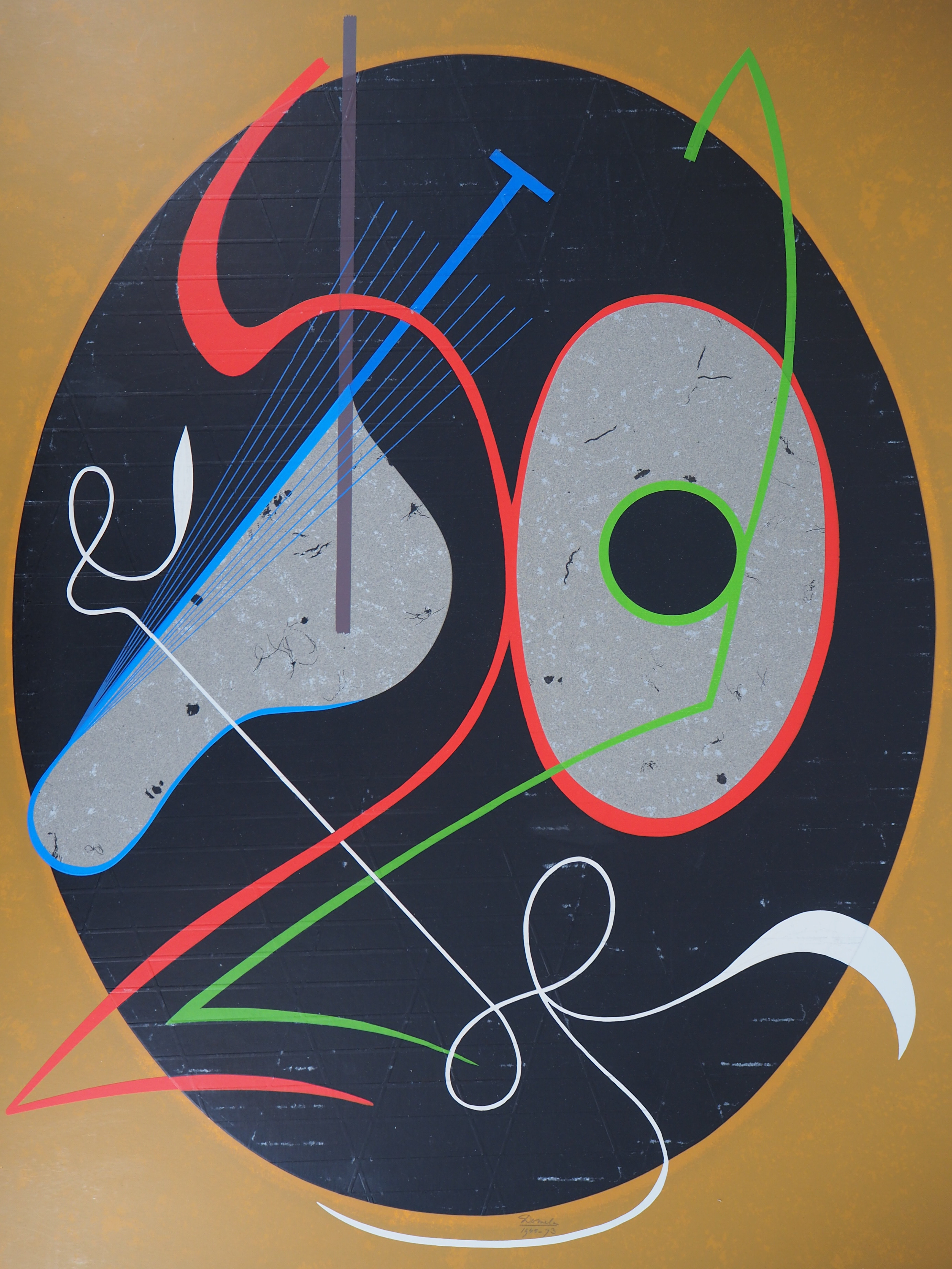 César DOMELA : Abstraction musicale - Sérigraphie et collage signée ...