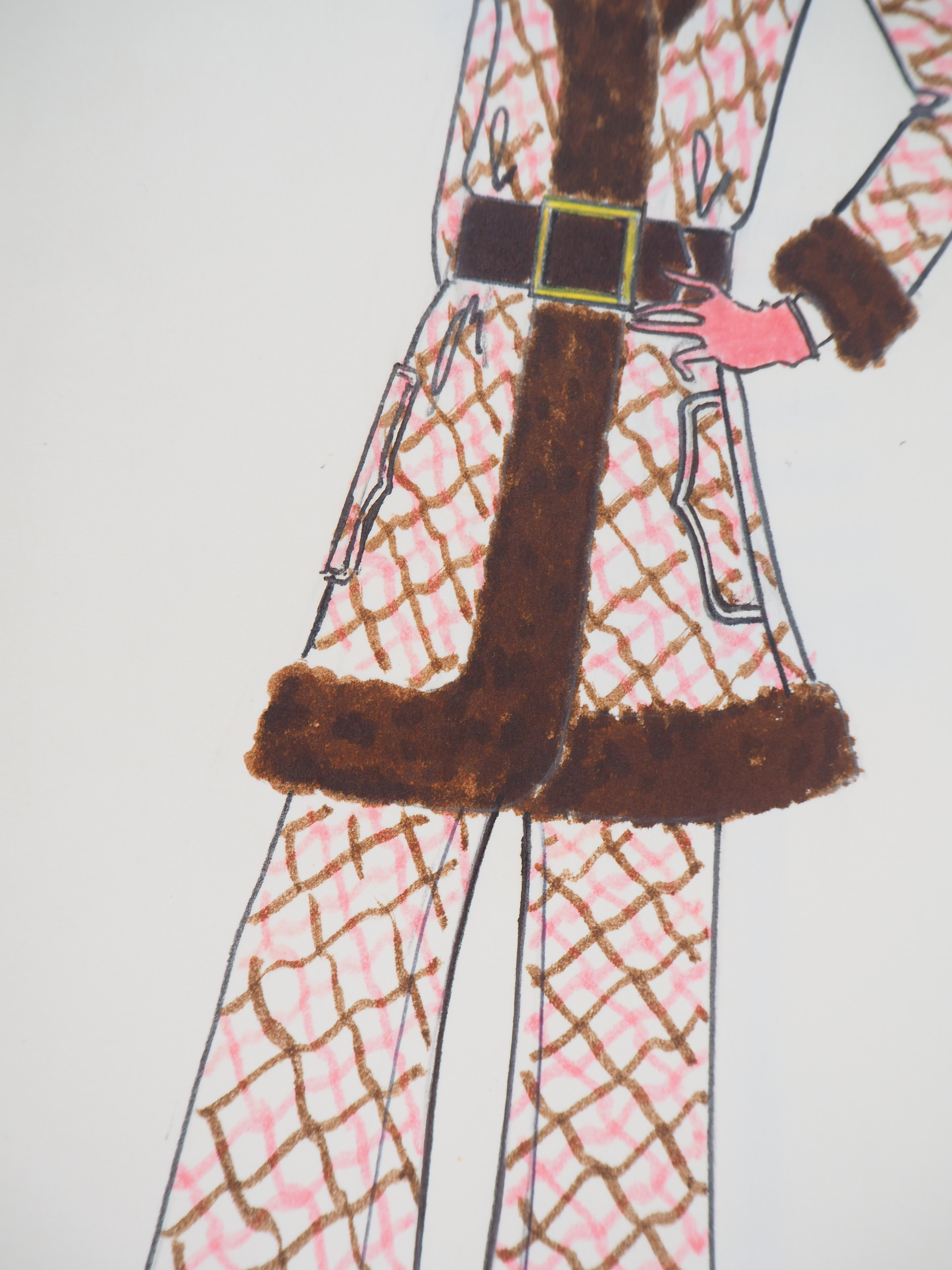 Serge PONS : Yves Saint Laurent, Fourrure et formes larges - Aquarelle ...