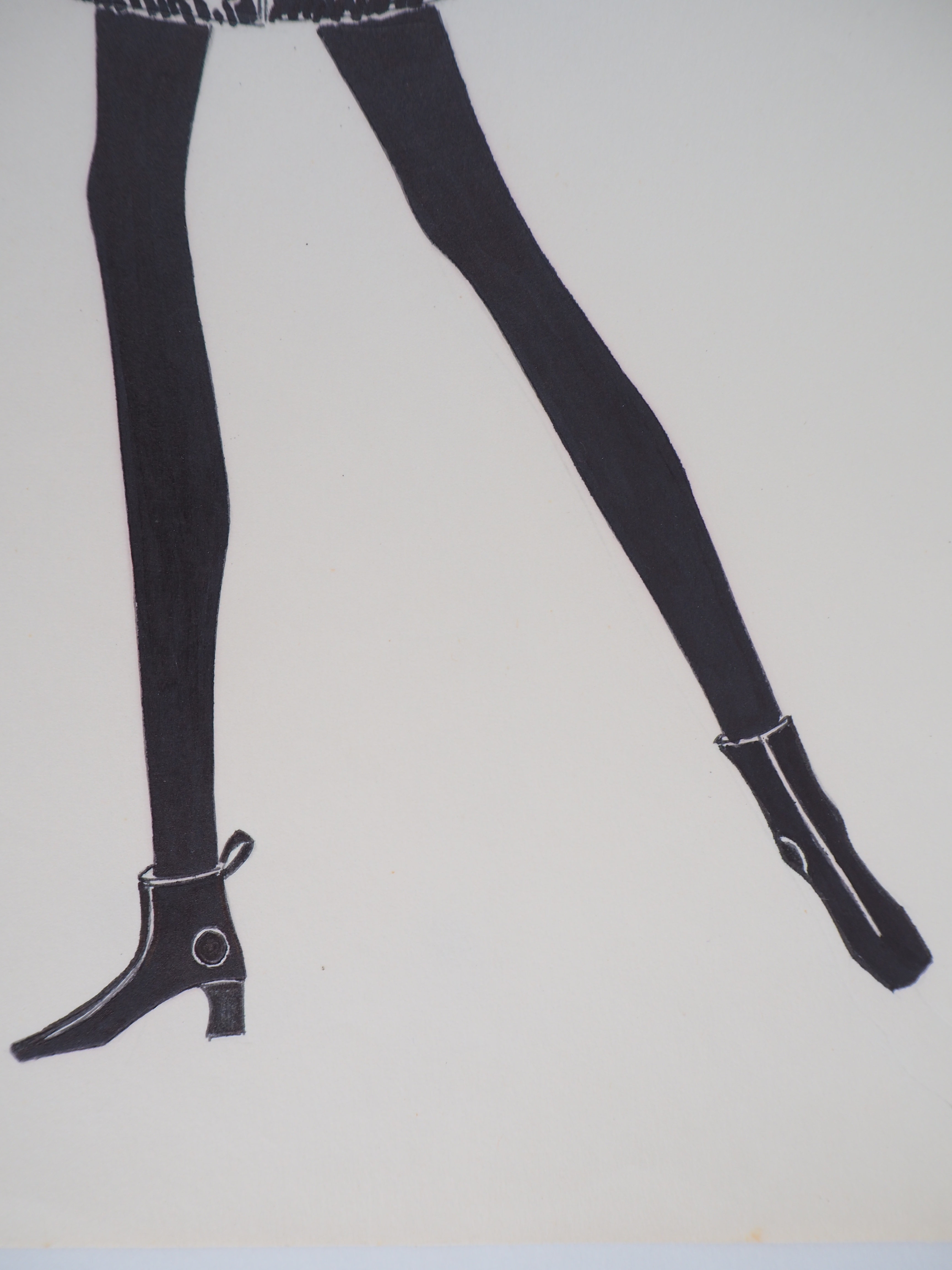 Serge PONS : Yves Saint Laurent, The winter collar - Signed watercolor ...