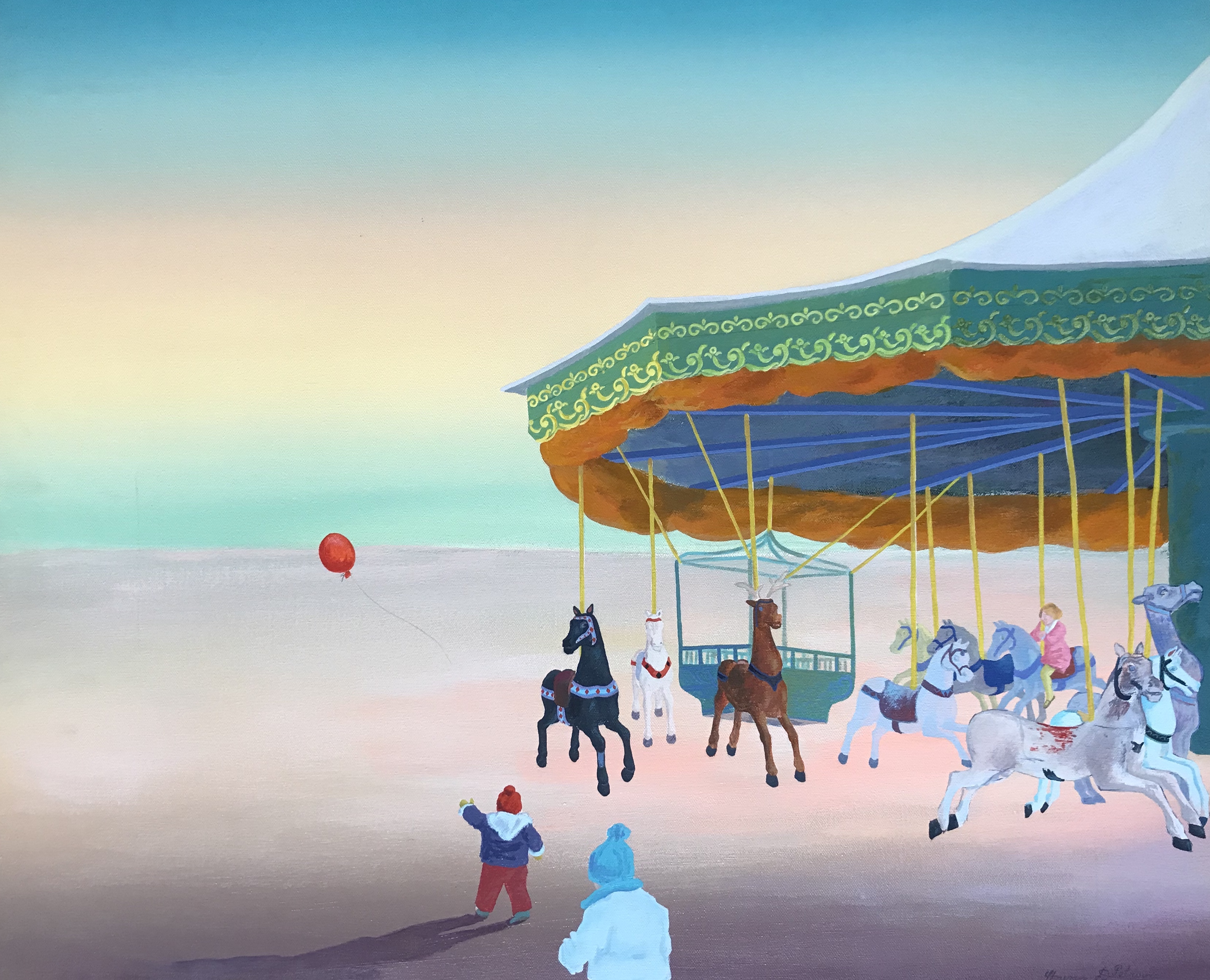 Stevan PETROVIC - Le Ballon Rouge - Huile sur toile signée | Barnebys