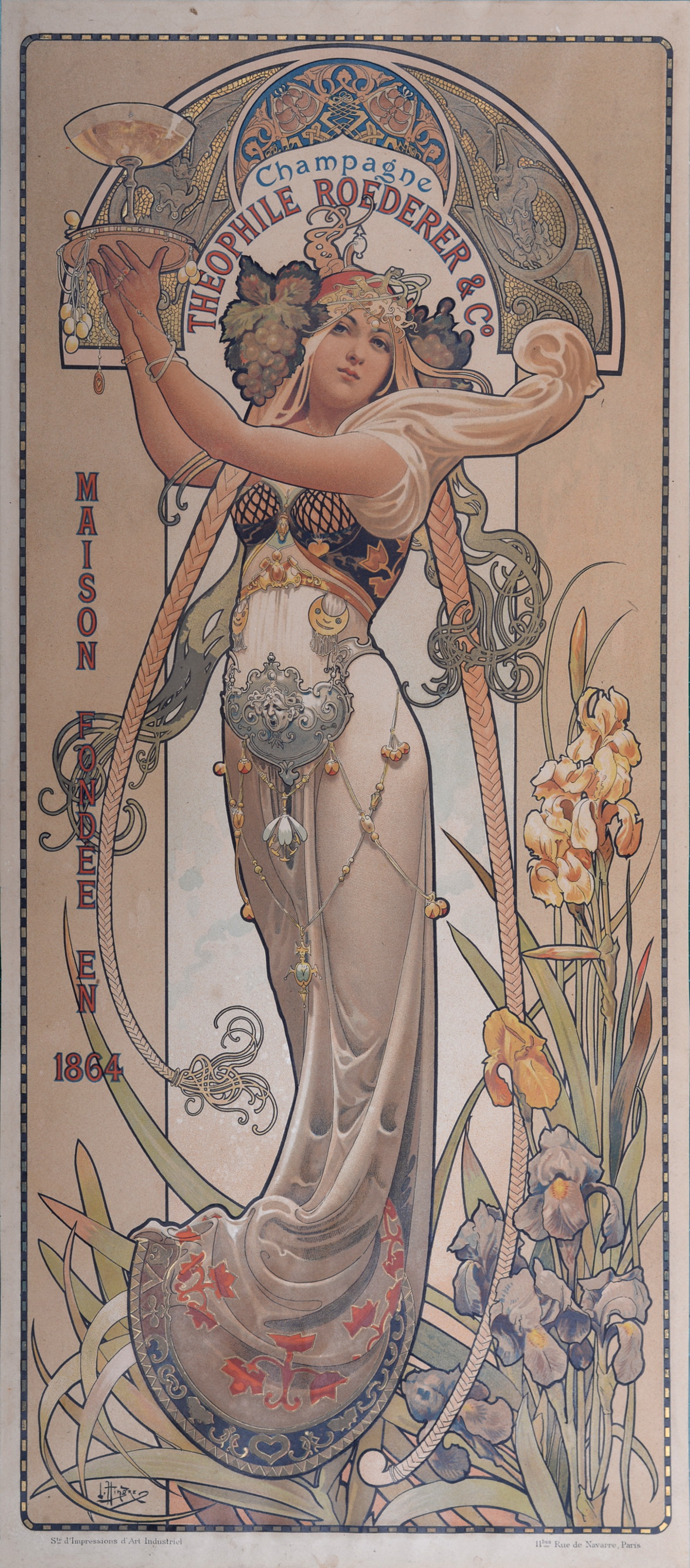 Louis Théophile HINGRE - Roederer Champagne, 1897 - Affiche originale d ...