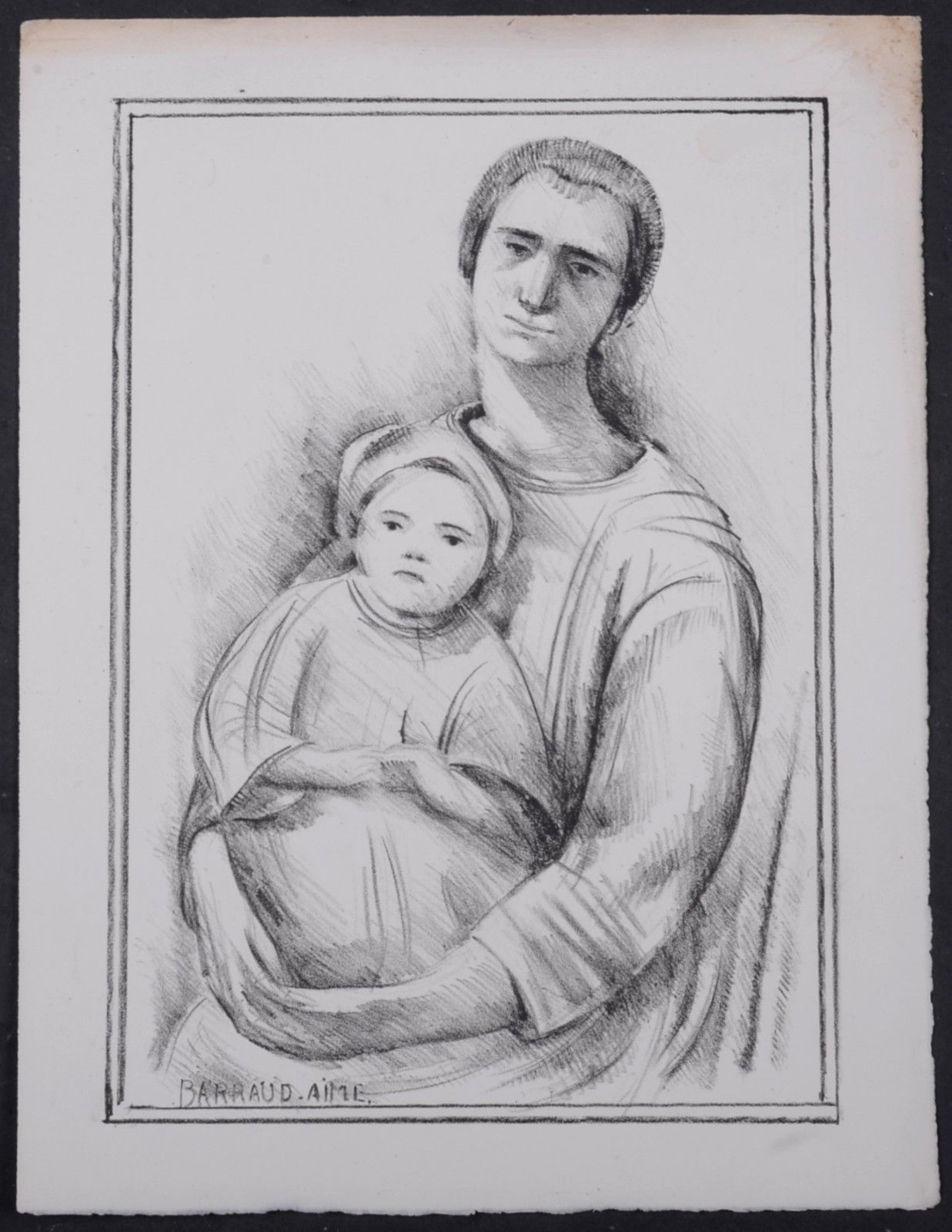 Aimé Victor BARRAUD - Portrait,1930 - Original lithograph - Post War ...
