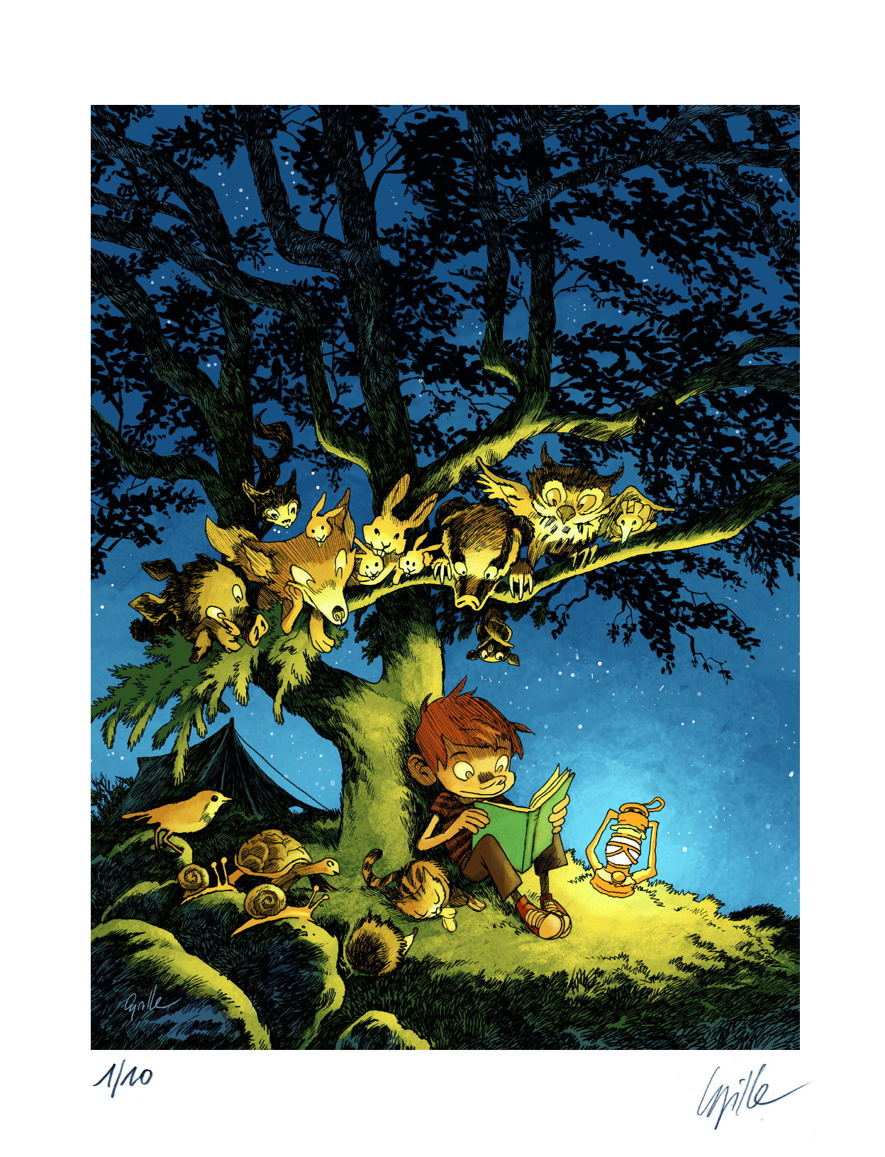 Cyrille POMES - Reading - Signed print - Comics - Plazzart