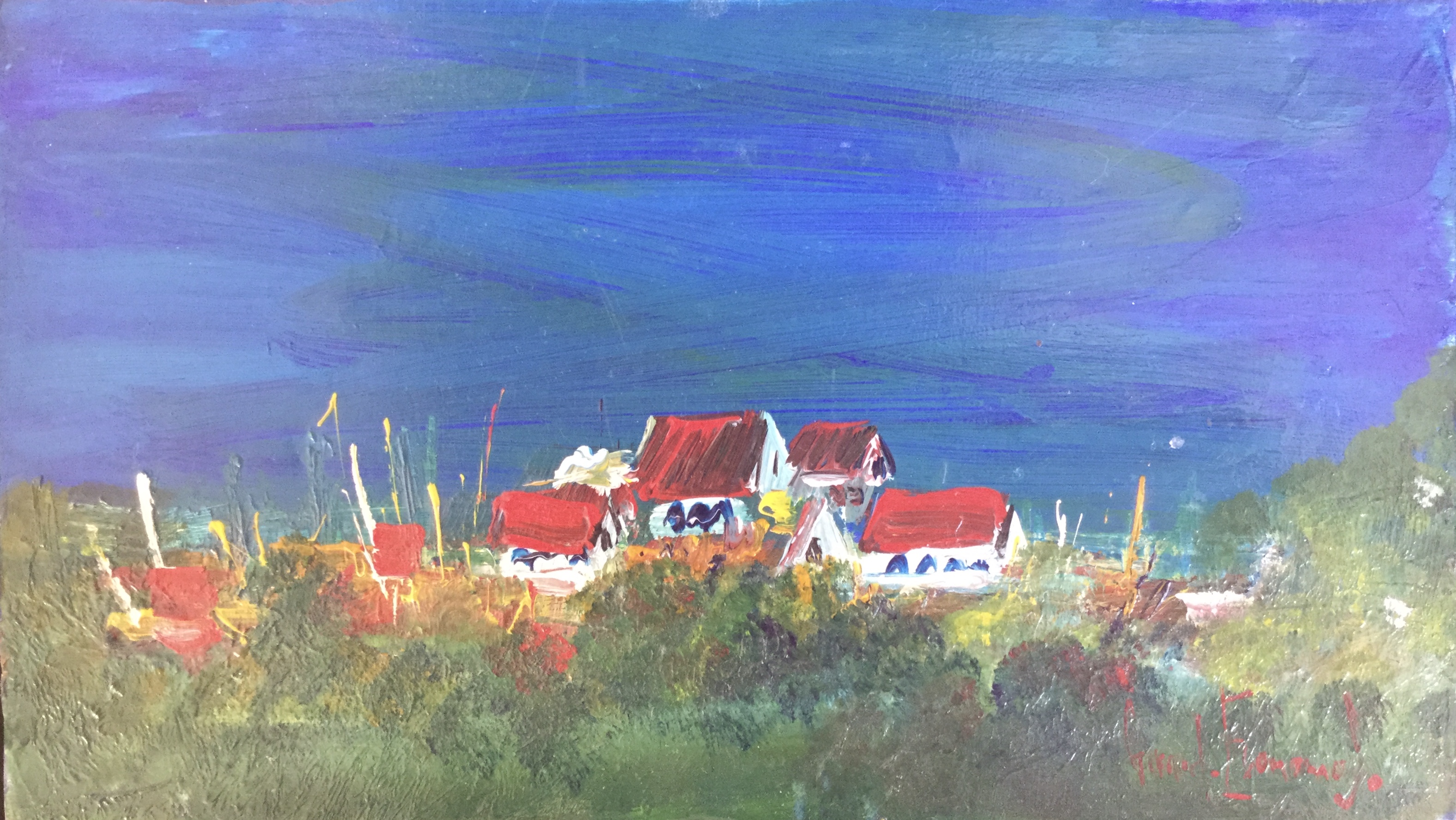 Gérard ÉCONOMOS - La maison en bord de mer - huile sur toile signée ...