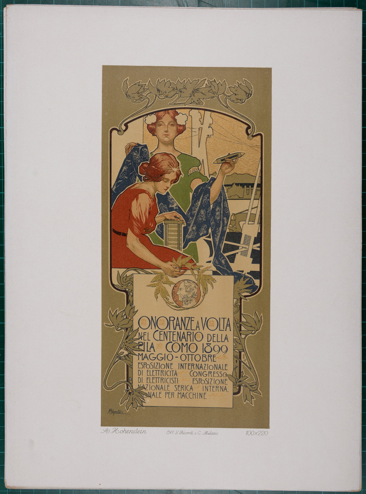 Adolf HOHENSTEIN - Onoranze a Volta, 1899 - Original lithographic ...