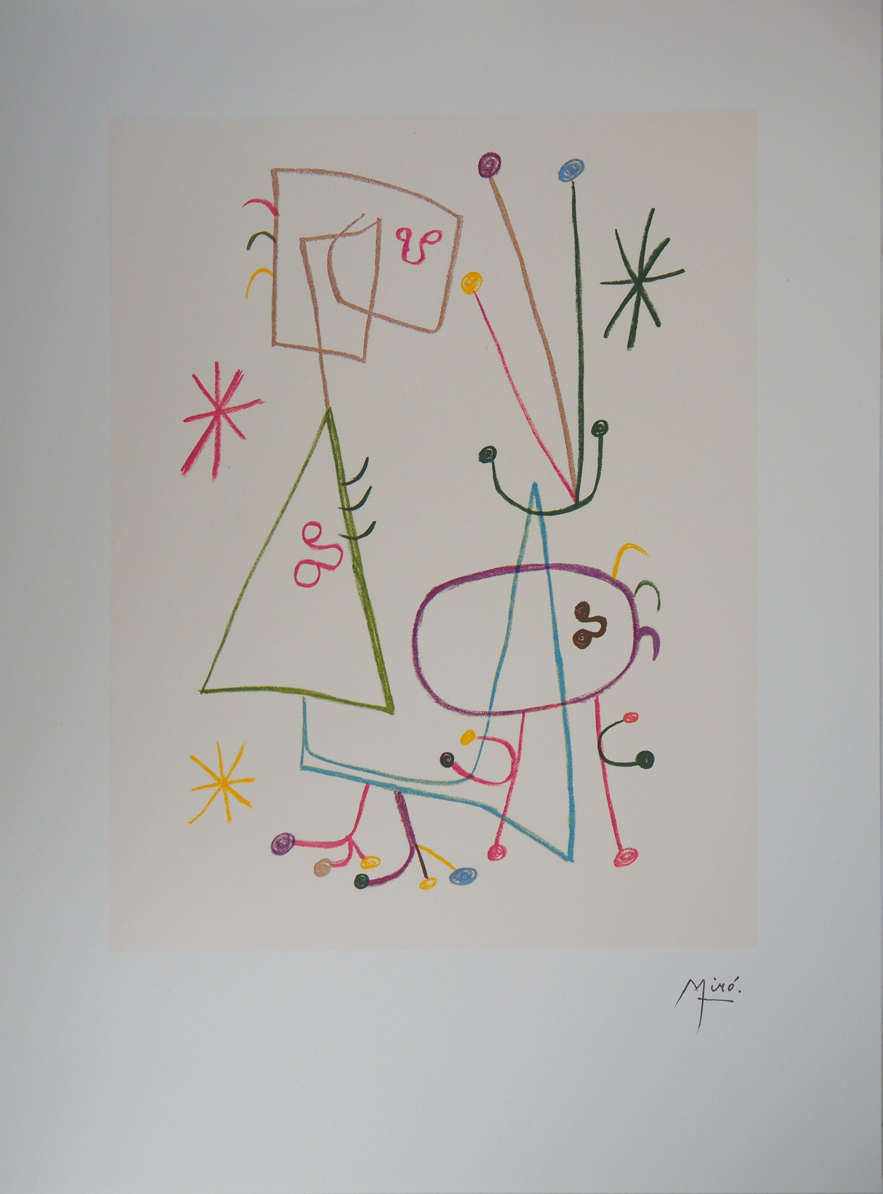 Joan MIRO (nachher) – Familie mit dem Stern – Signierte Lithographie ...
