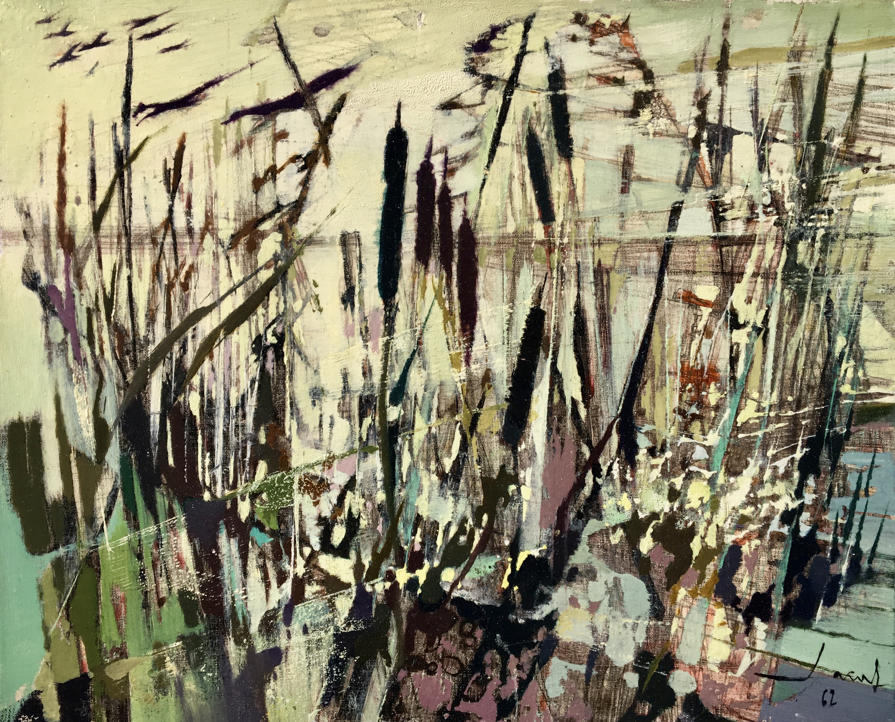 Jean-Théobald JACUS - L'étang, 1962 - Huile sur toile signée - Art ...