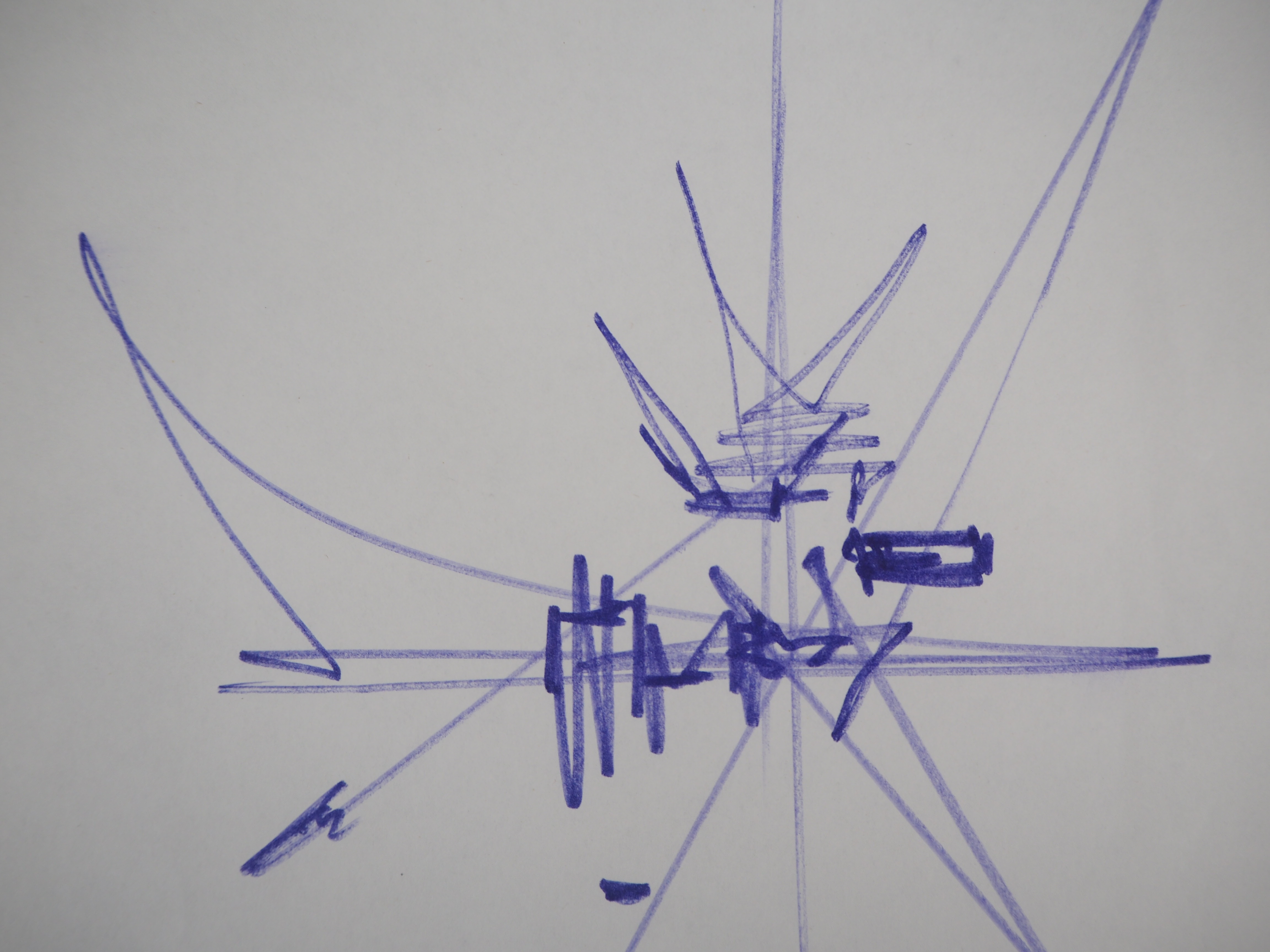 Georges MATHIEU - Radiant composition, 1990 - Original drawing - Post ...