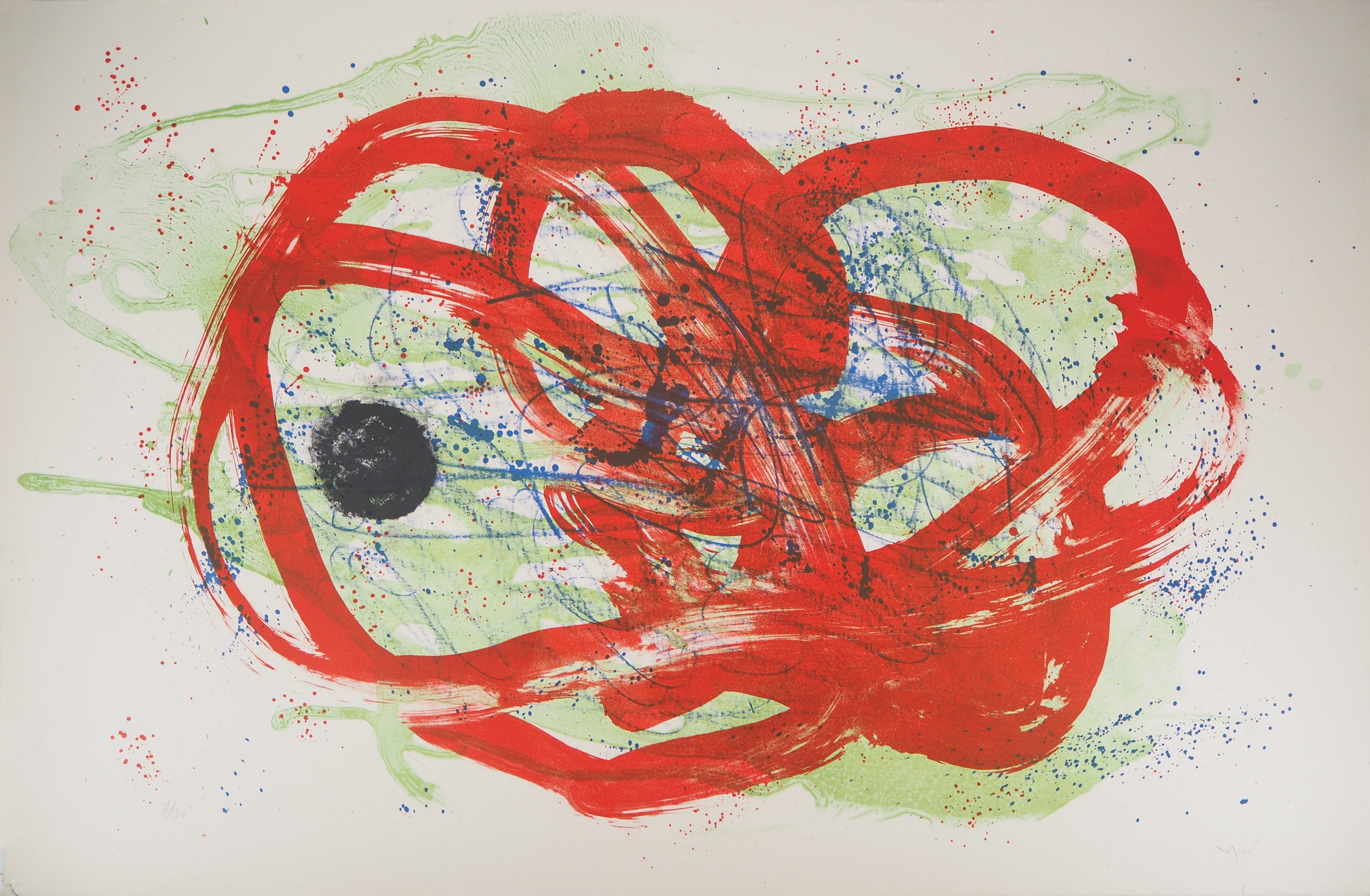 Joan MIRO : Rouge et vert - Grande lithographie originale, Signée au ...