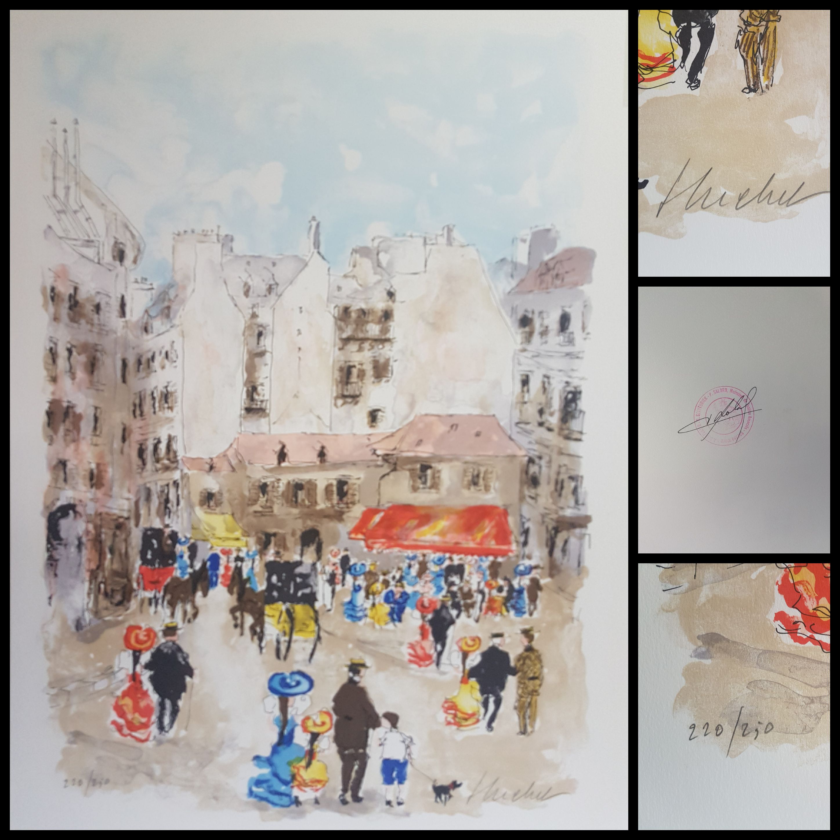 Urbain HUCHET - Place St André des Arts - Deux lithographies originales ...