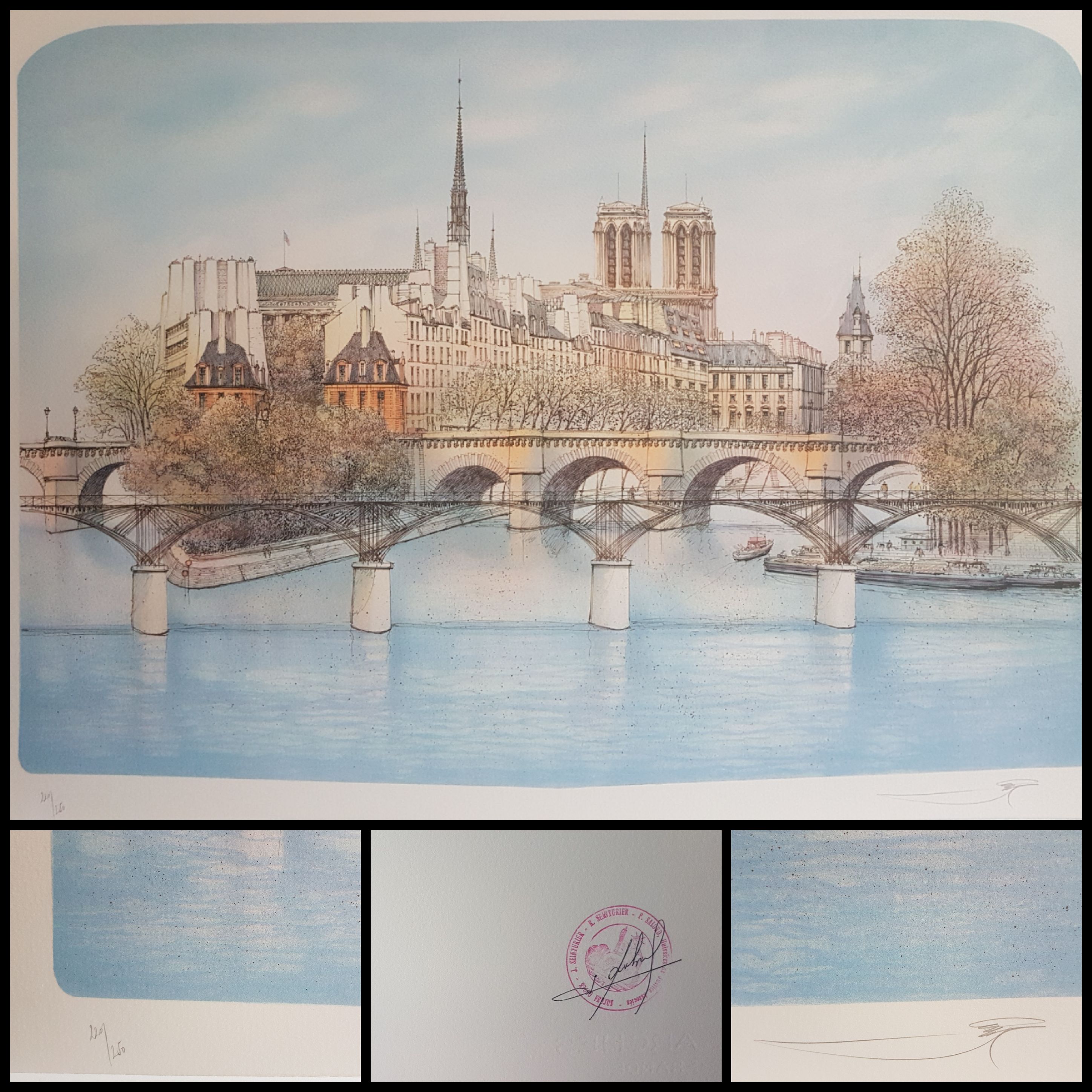 Urbain HUCHET - L'Île de la Cité - Deux lithographies originales ...