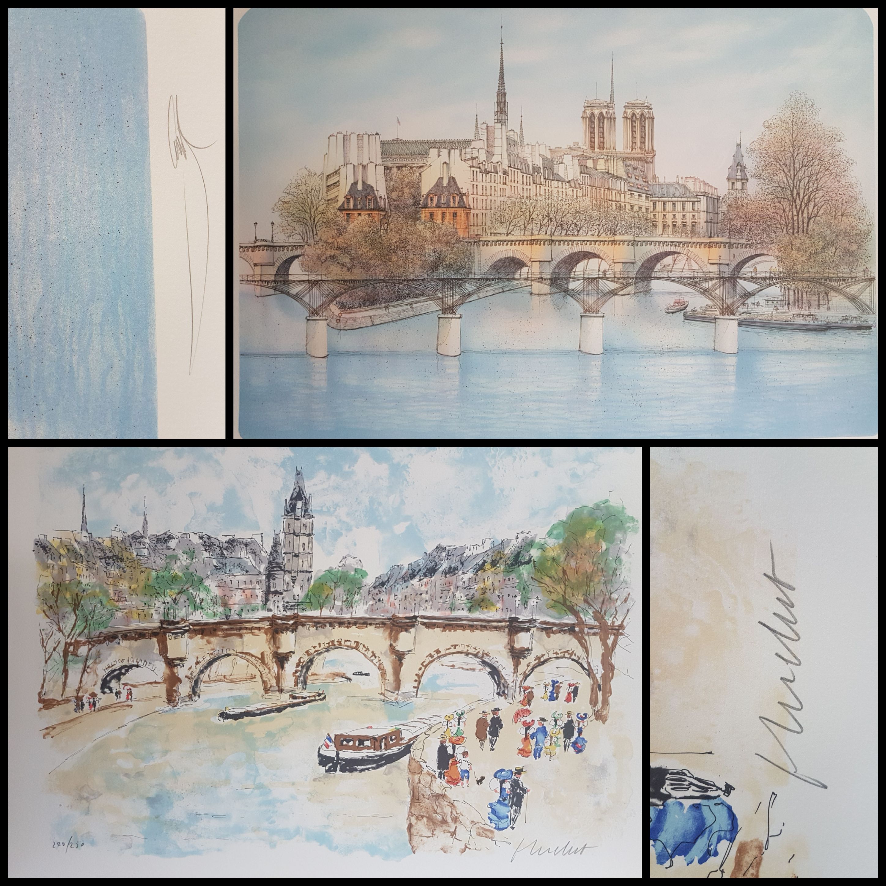 Urbain HUCHET - L'Île de la Cité - Deux lithographies originales ...