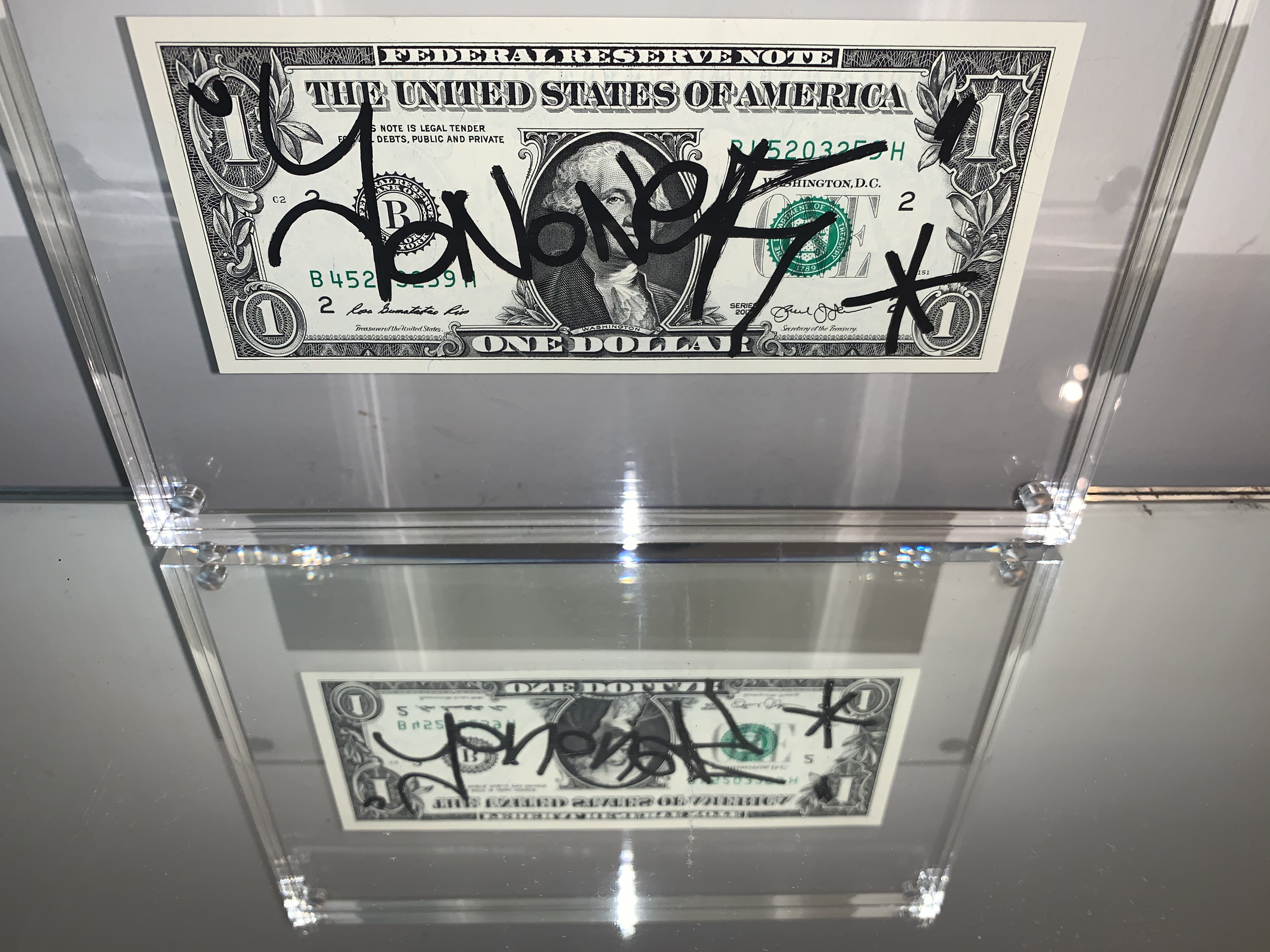 JonOne - 1 Dollar - Signature sur Billet de banque de un Dollar ...