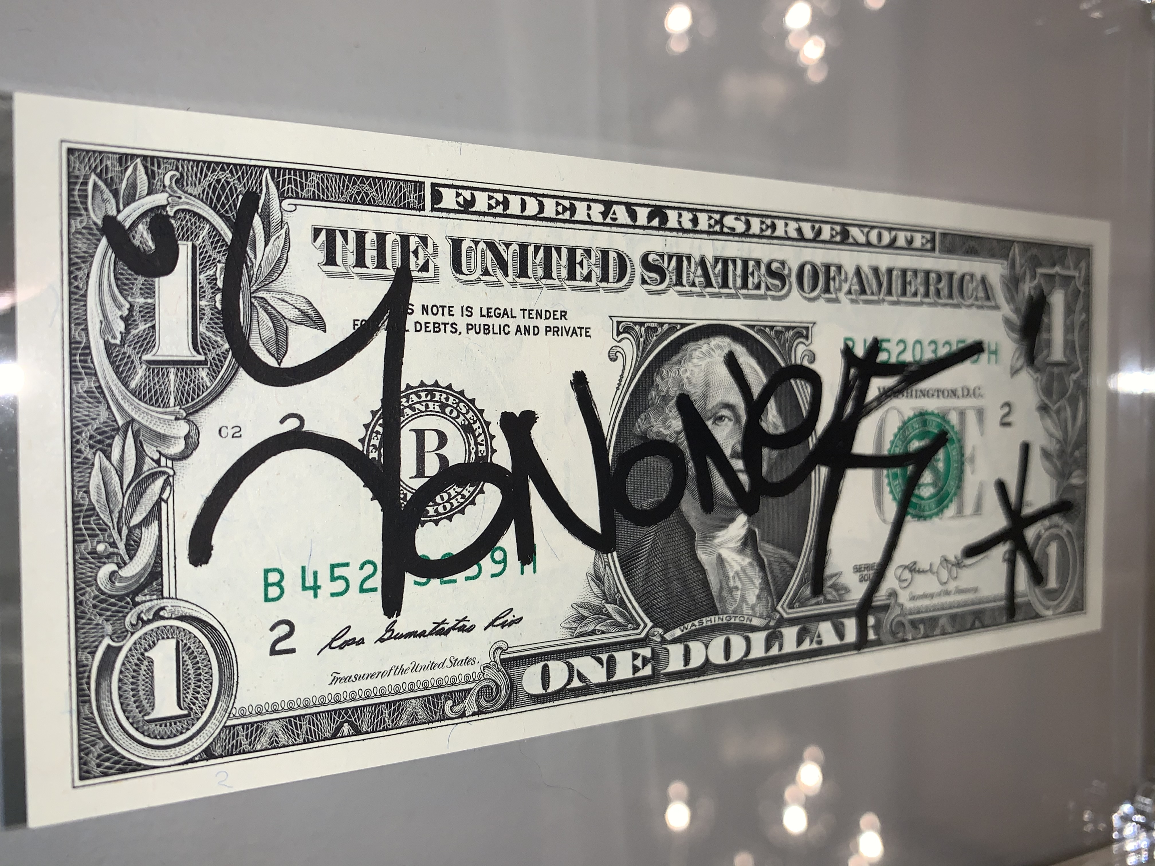 JonOne - 1 Dollar - Signature sur Billet de banque de un Dollar ...