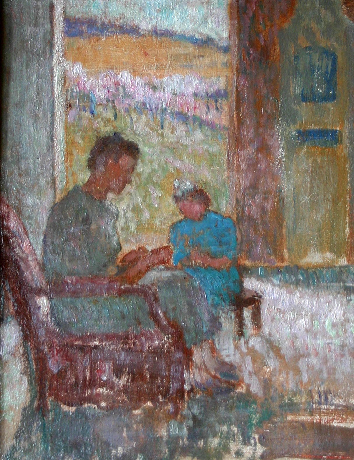 Maurice RUFFIN - Femme et enfant - Huile sur toile - Art Moderne - Plazzart