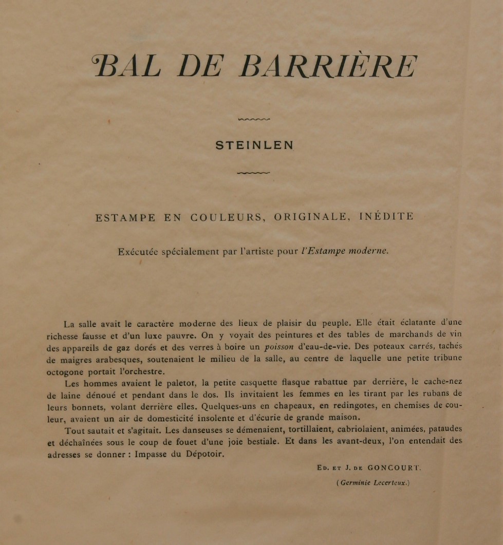 Théophile Alexandre STEINLEN - Barrier Ball, 1898 - Lithograph - Post ...