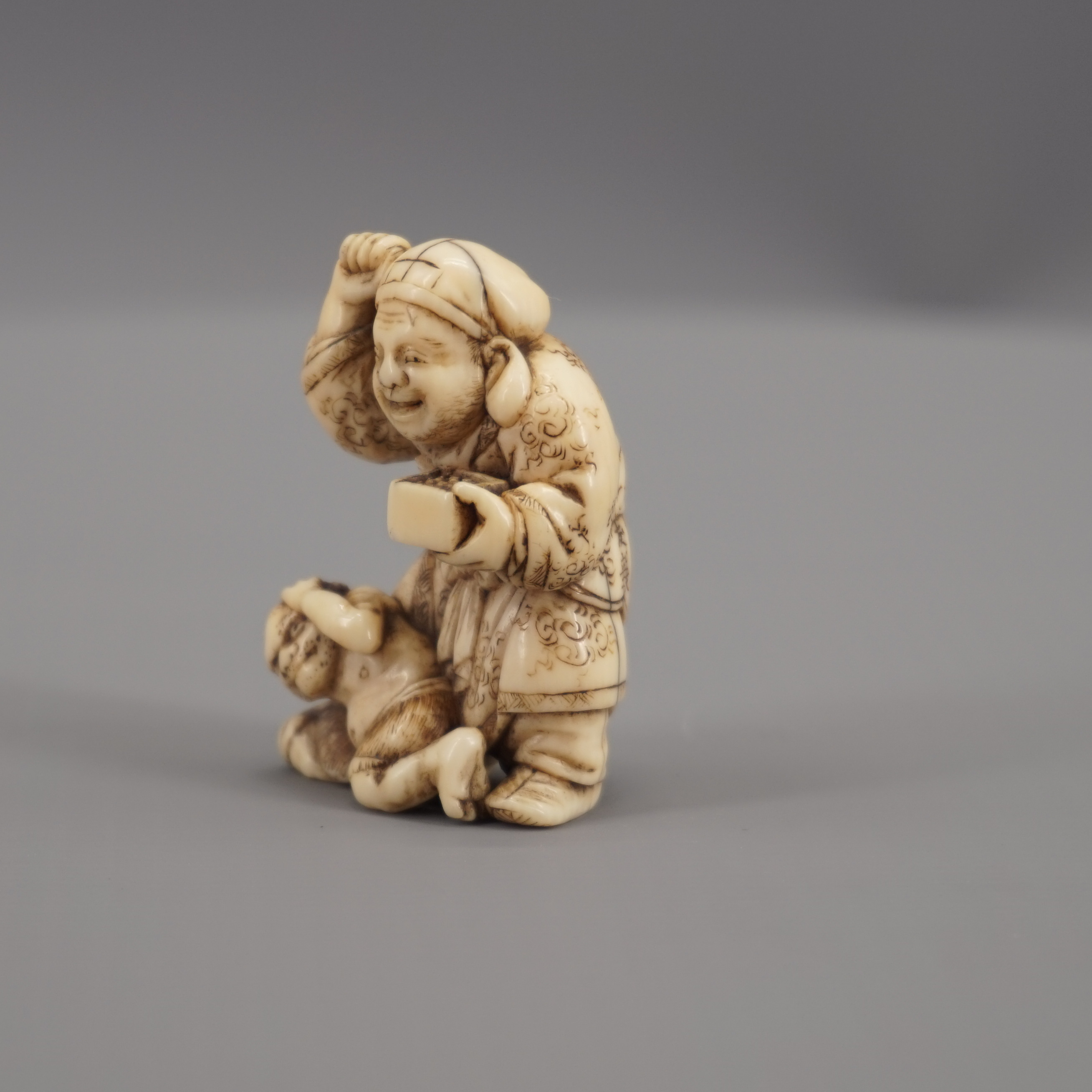 Japan - Ivory netsuke representing Daikoku with Oni at Setsubun, Edo ...