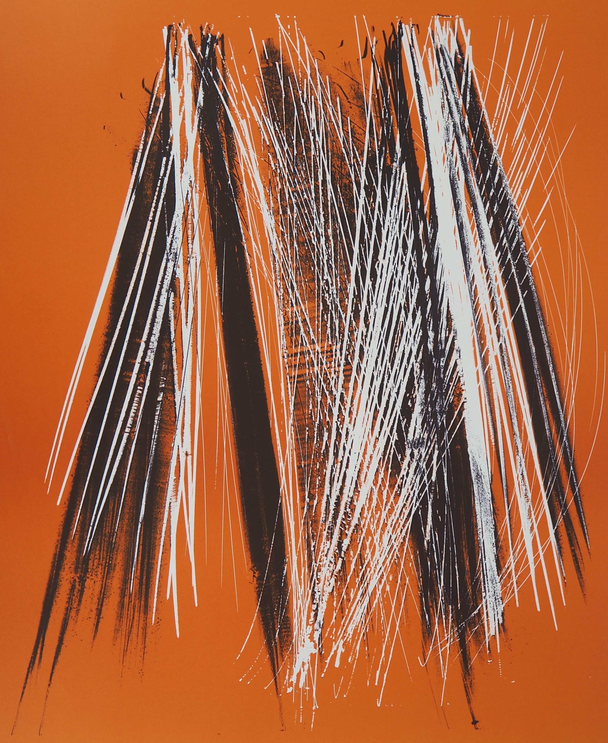 Hans HARTUNG - Composition M abstraite en orange, 1971 - Lithographie ...