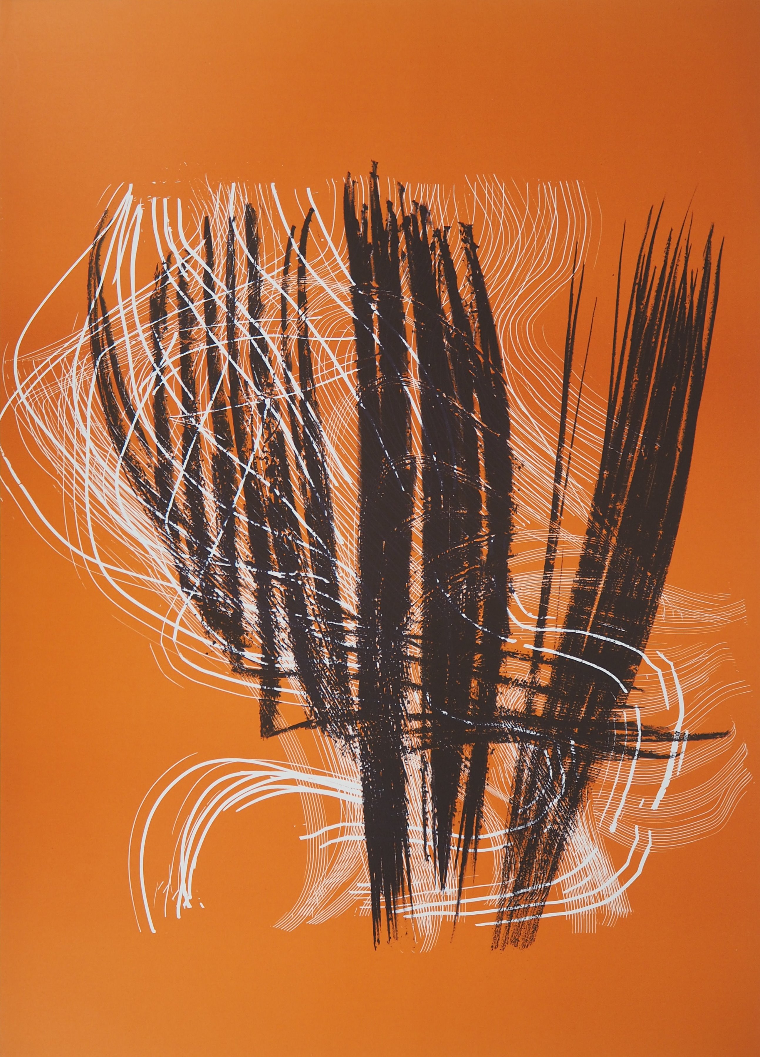 Hans HARTUNG - Composition abstraite W en orange, 1971 - Lithographie ...