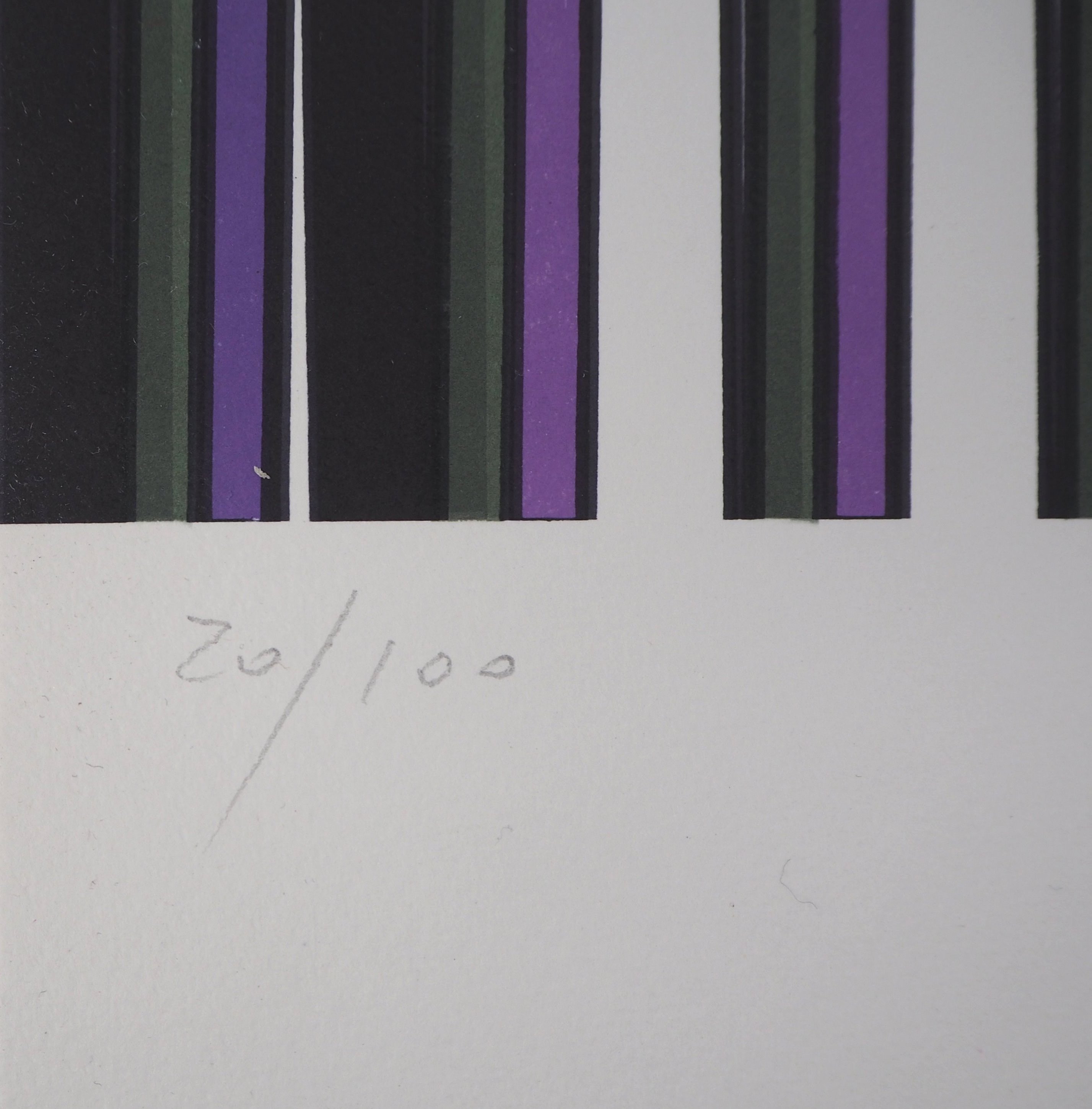 CATA Nino CALOS: Op art composition in violet, 1974 - Original signed ...