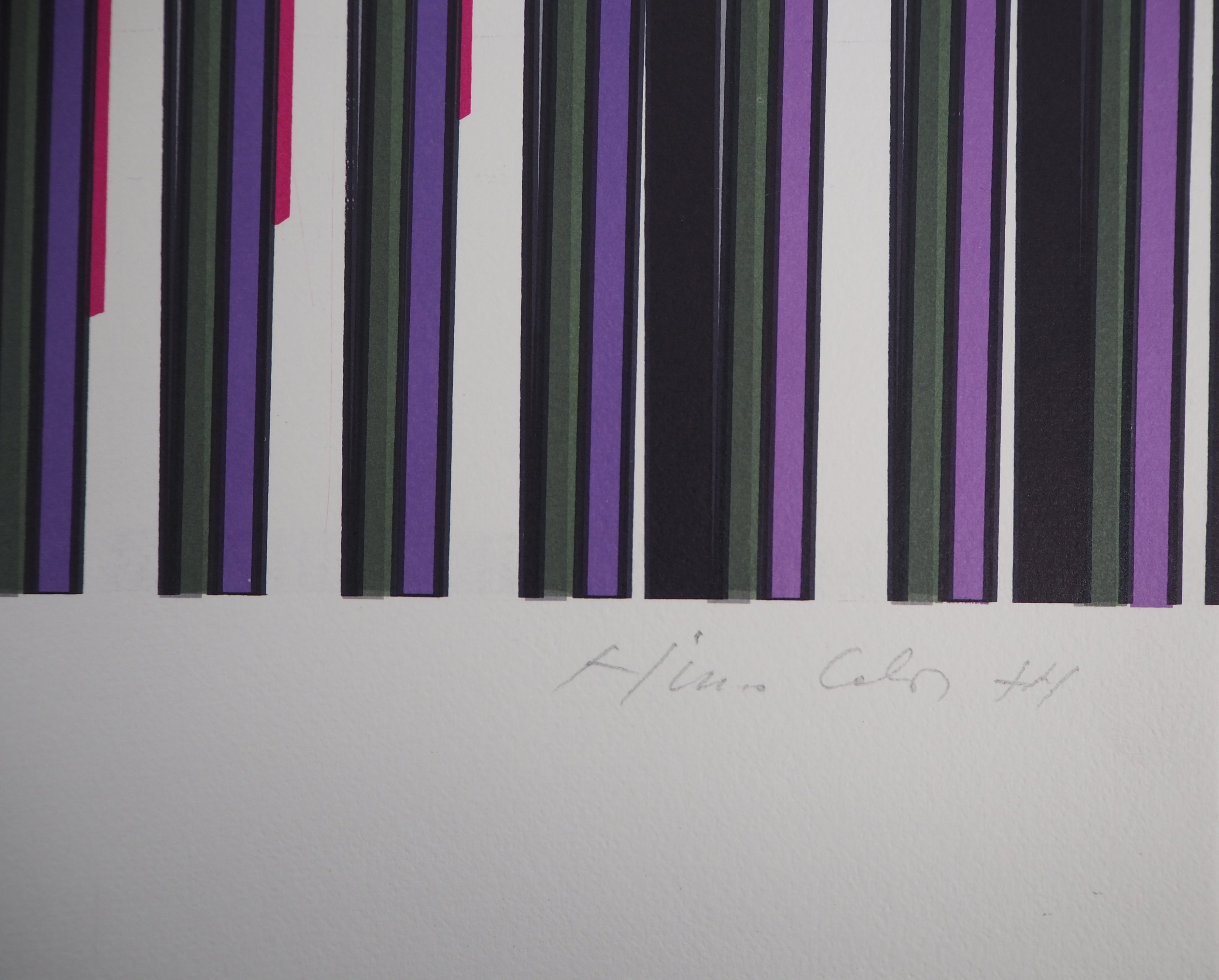 CATA Nino CALOS: Composición de op art en violeta, 1974 - Litografía ...