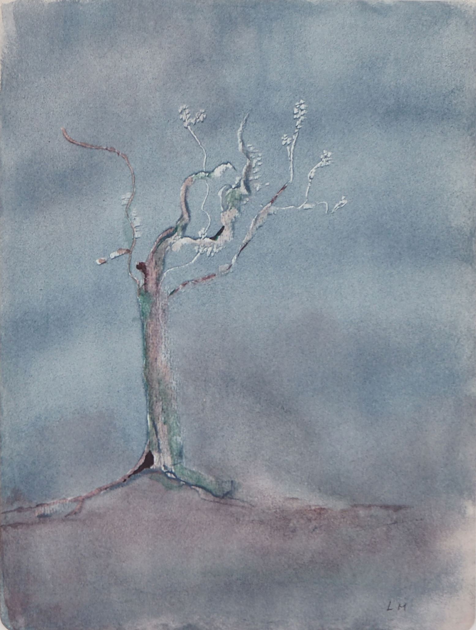 Lily MASSON : Arbre solitaire, 1972 - Aquarelle originale signée - Art ...