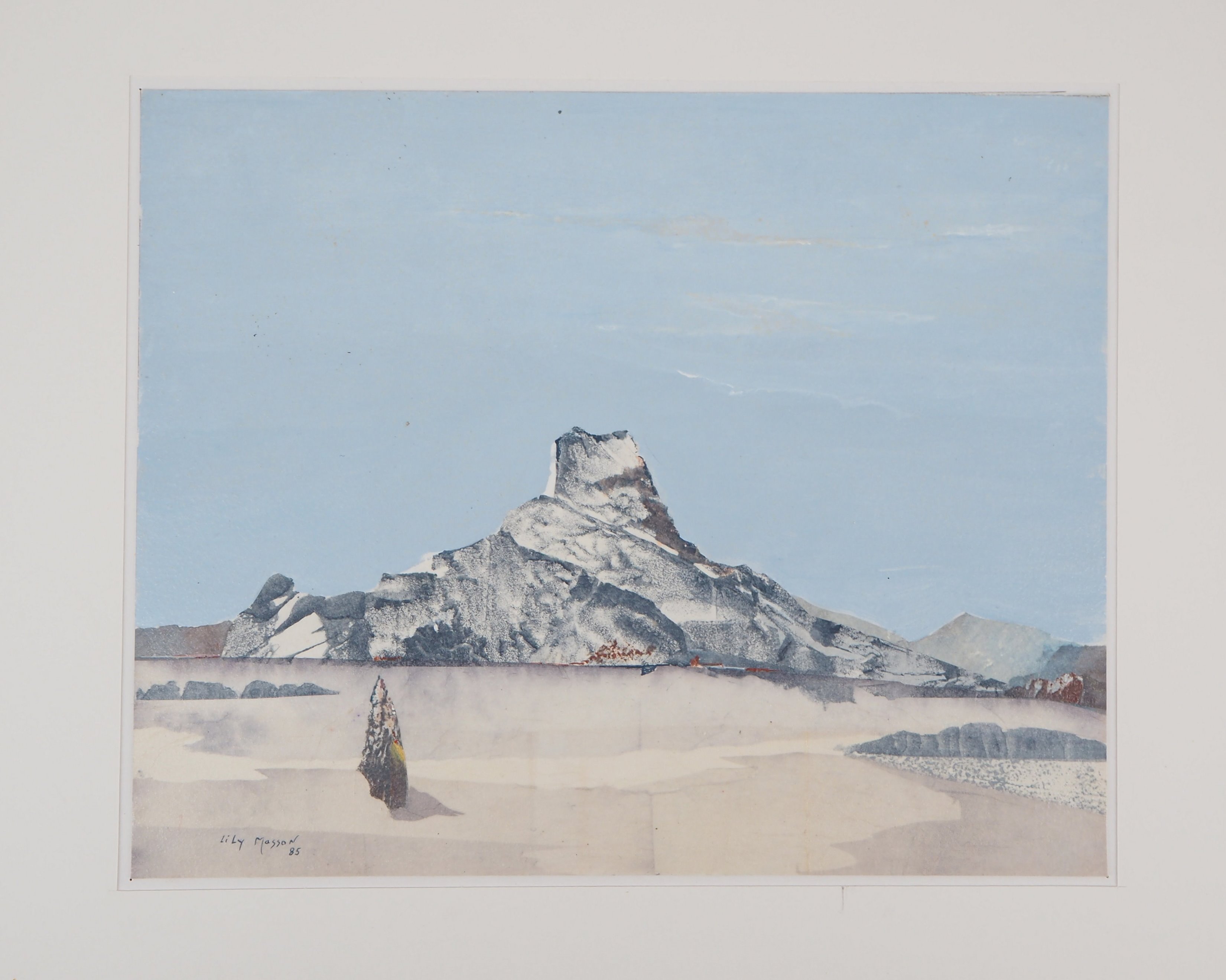 Lily MASSON : Le Sentier le long du mont, 1985 - Tempéra et collage ...