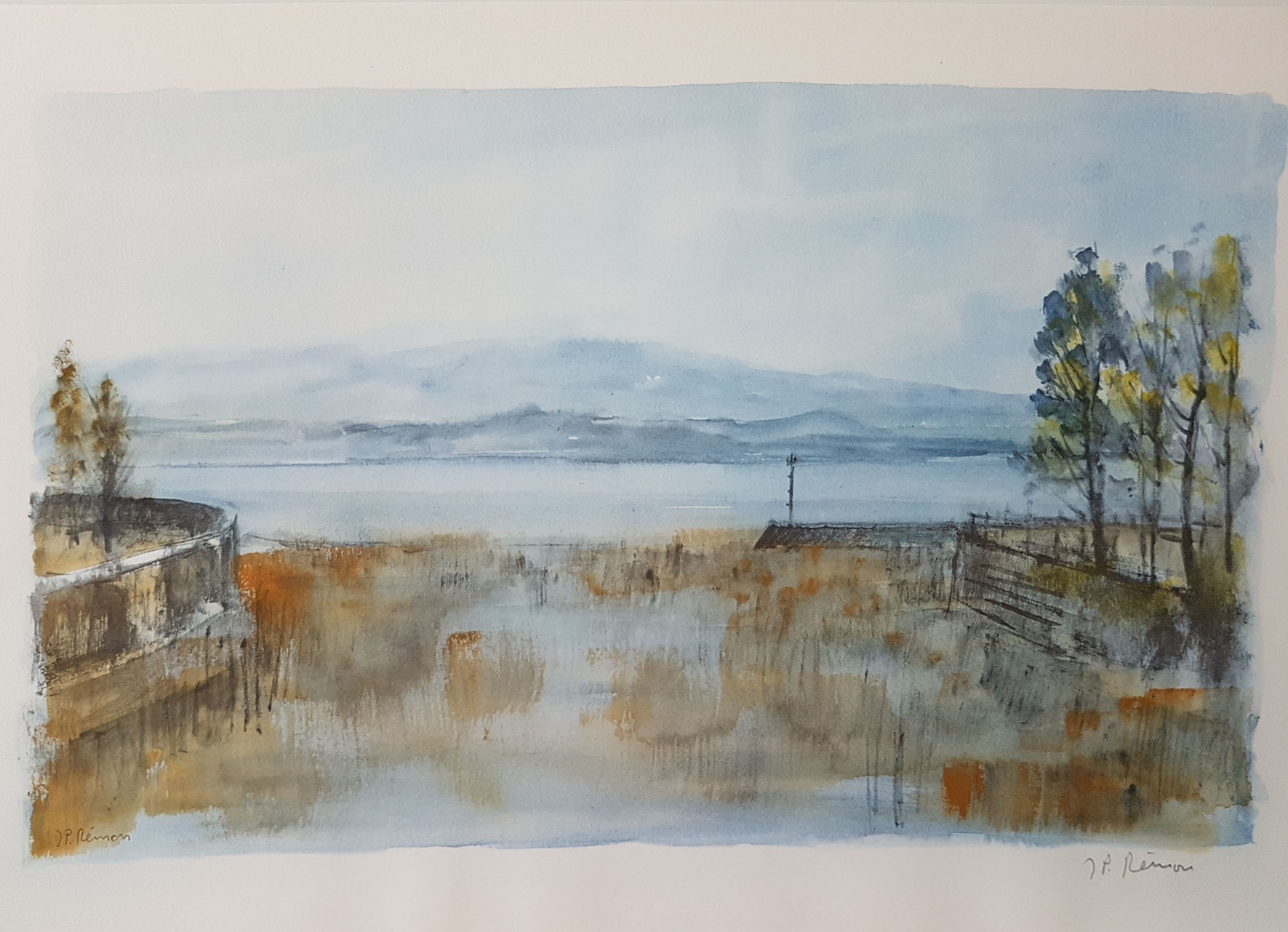 Jean-Pierre REMON - Tales of Lake Geneva VIII - Signed watercolor ...
