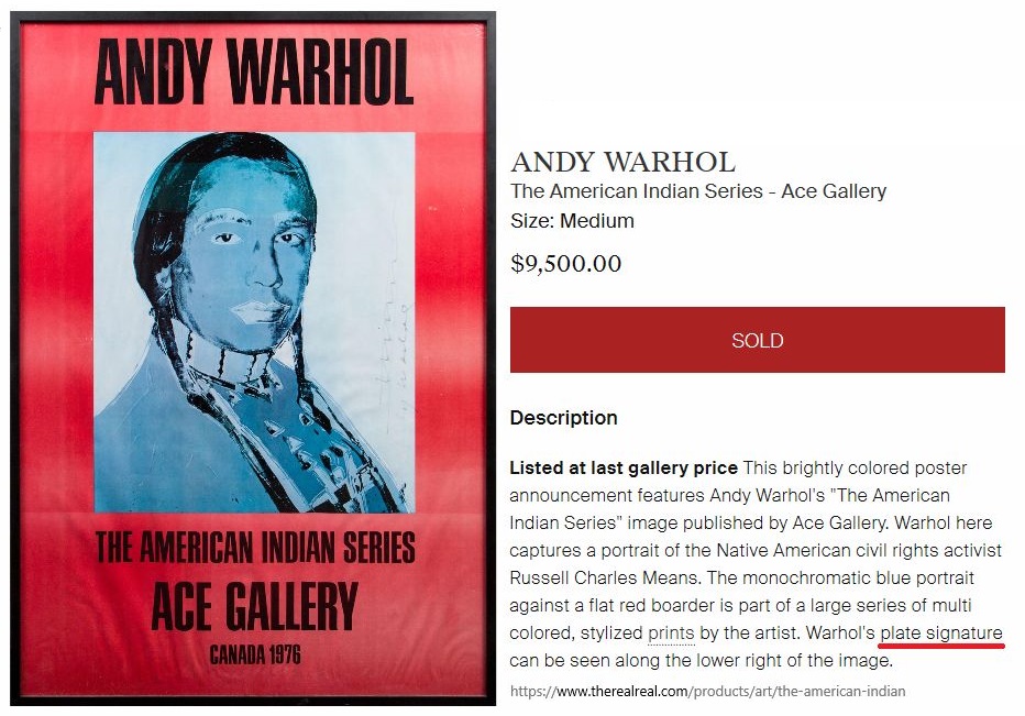 Andy WARHOL (1928-1987) 1976 "The American Indian Series" - Russell ...