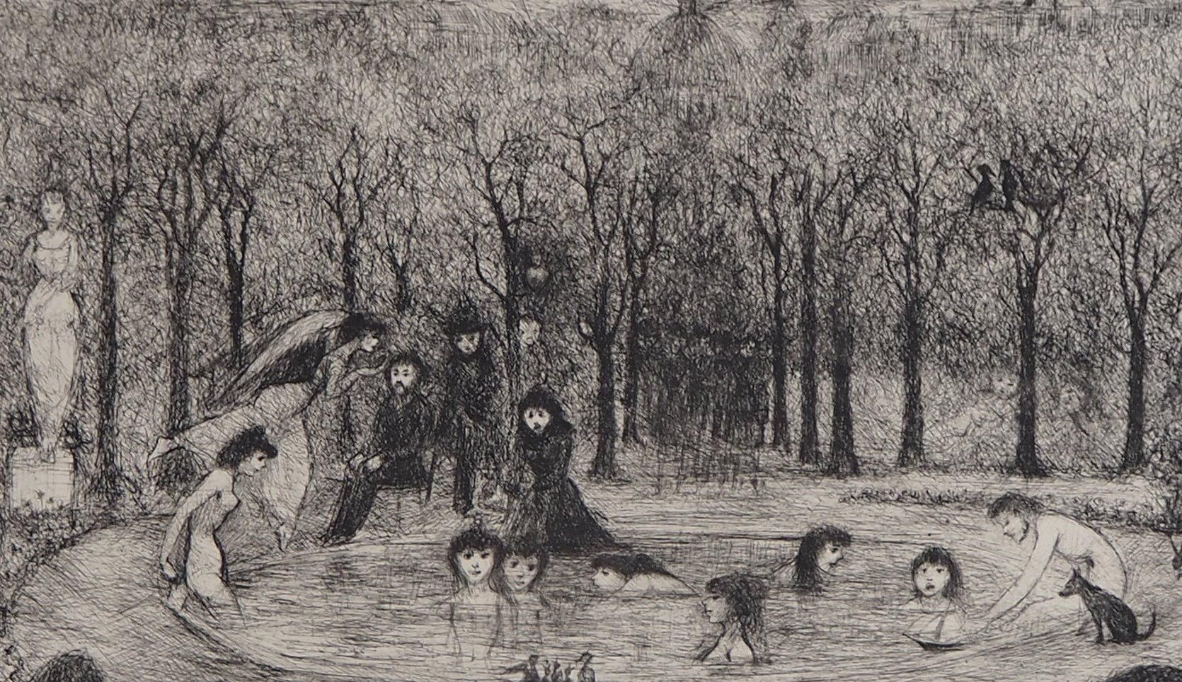 Edouard GOERG : Le bain dans le bassin aux naîades, 1956 - Gravure ...