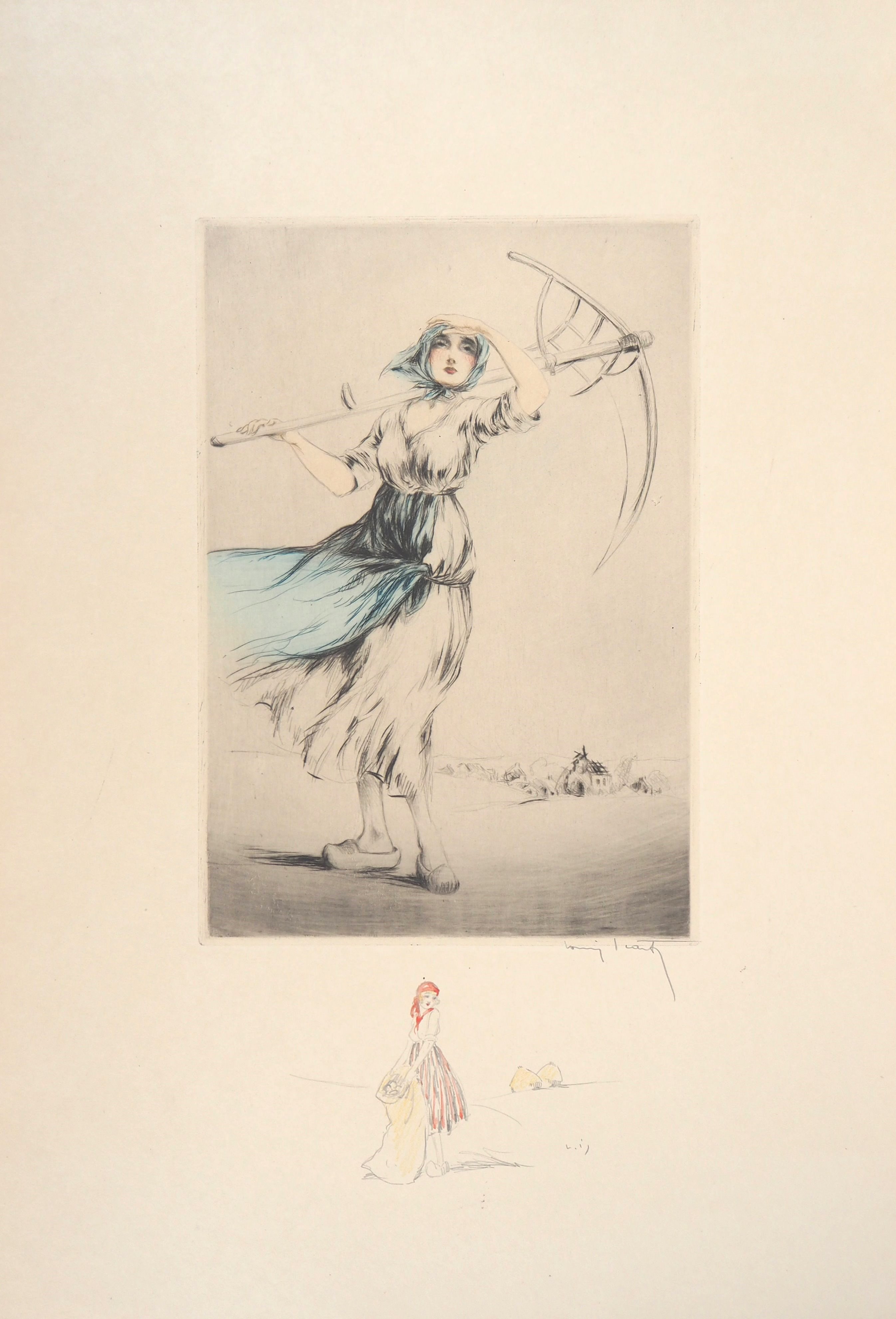 Louis ICART: The one who draws, c. 1917 - Etching signed in pencil and ...