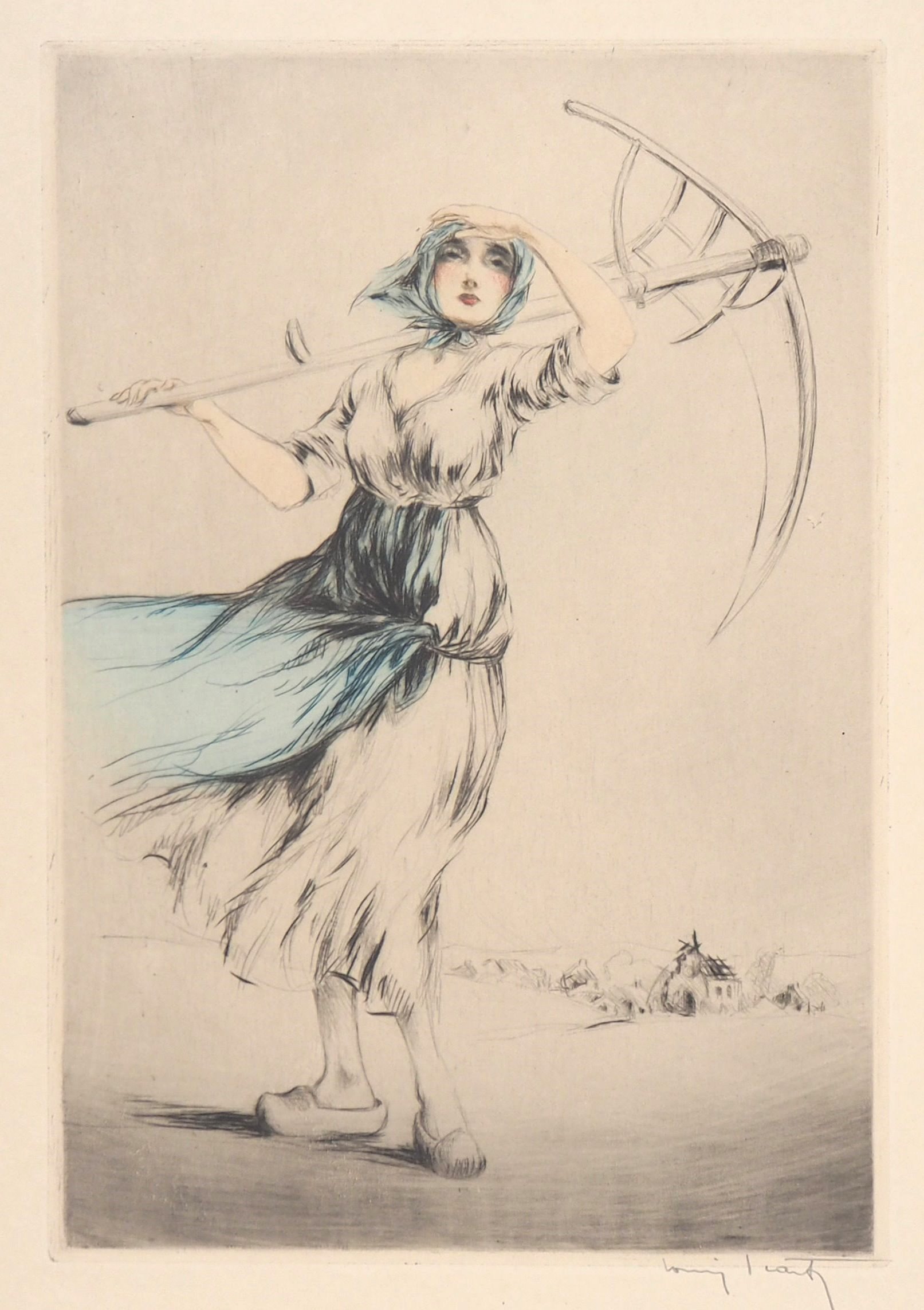 Louis ICART: The one who draws, c. 1917 - Etching signed in pencil and ...