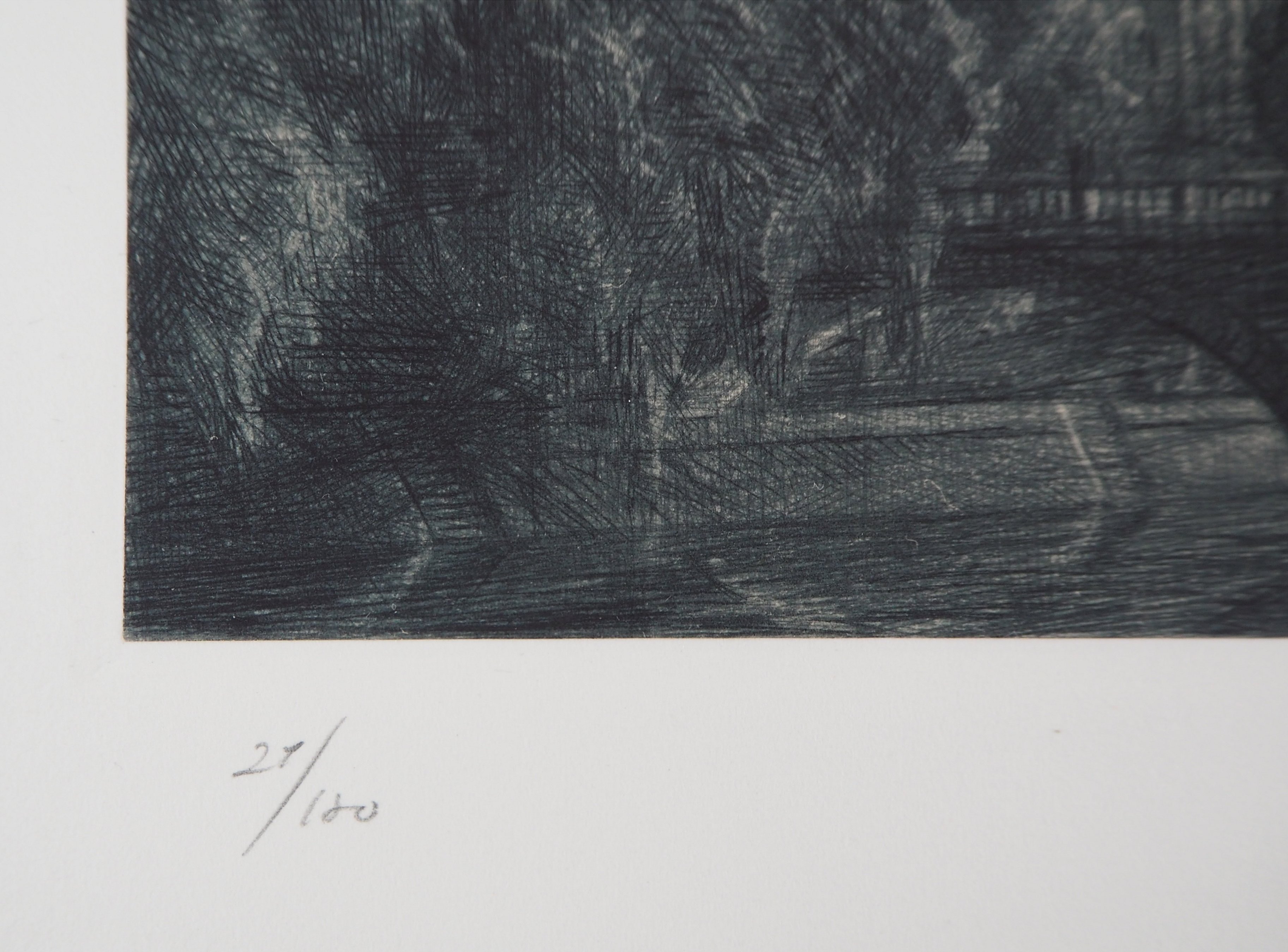 Jean Michel MATHIEUX-MARIE: Crépuscule à Notre-Dame de Paris - Gravure originale signée au ...