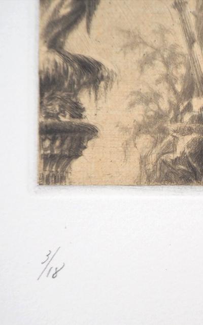 Jean Michel MATHIEUX-MARIE: Ruines de vieille ville - Gravure originale signée au crayon - Art ...