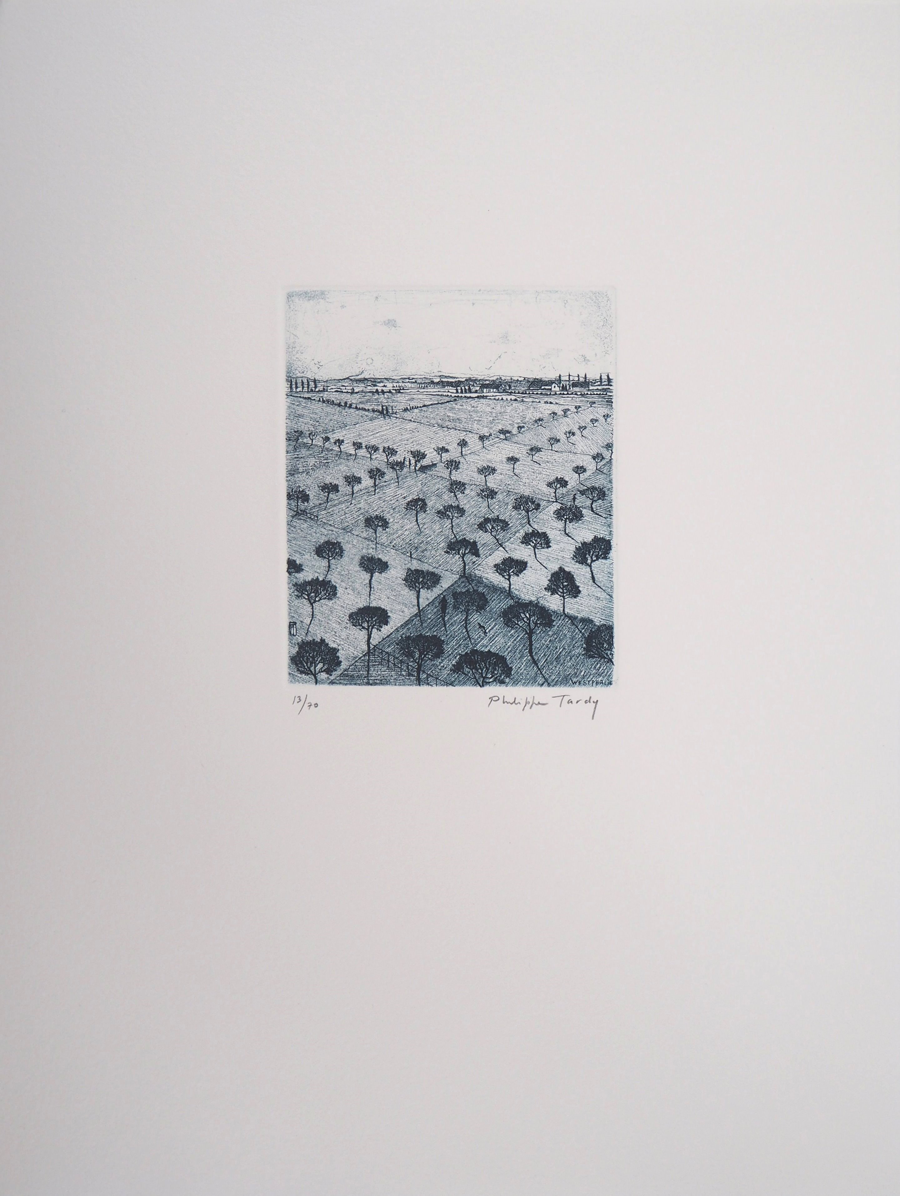 Philippe TARDY: Under the sun of Westphalia - Original signed etching ...