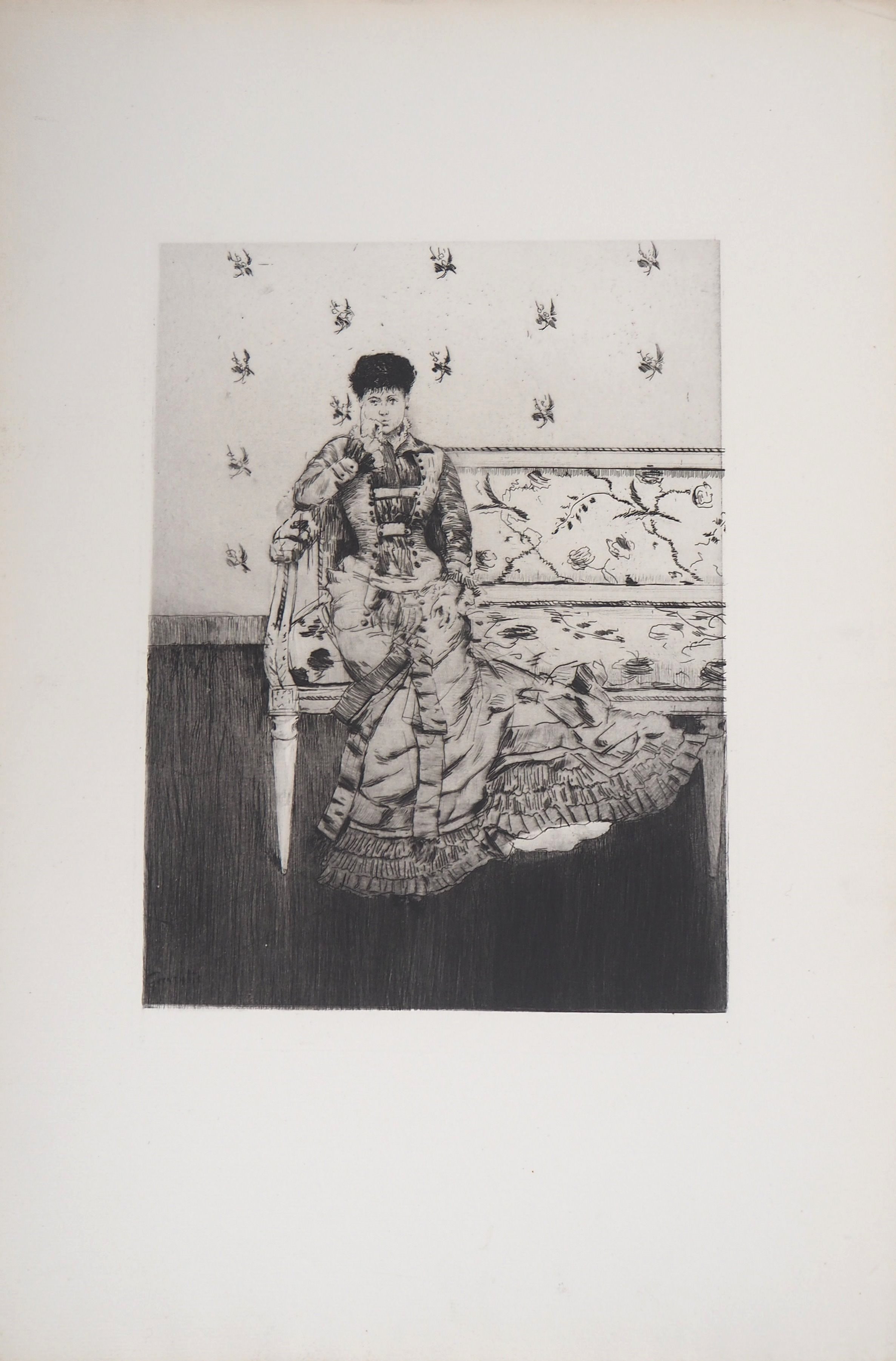 Norbert GOENEUTTE: Fantasy, Young woman on a sofa, 1877 - Original ...