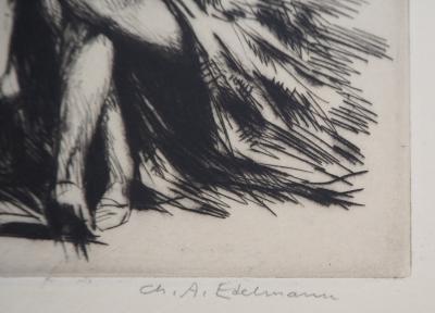 Charles-Auguste EDELMANN : Moment intime - Gravure originale signée ...