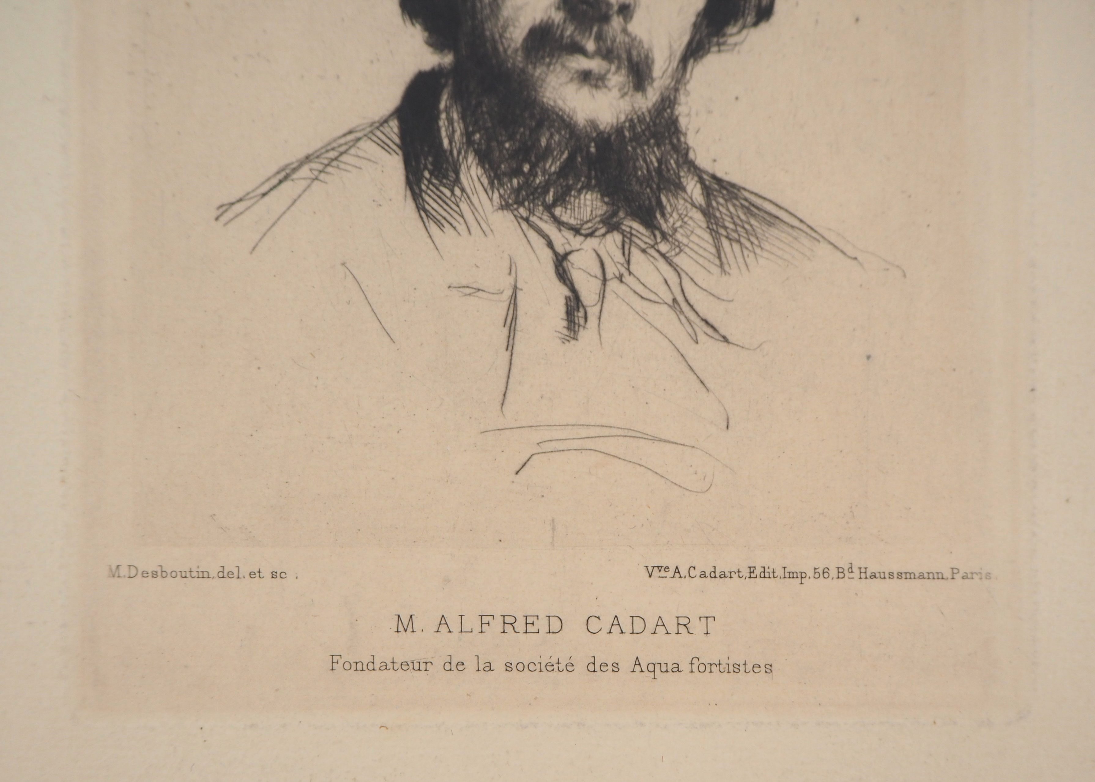 Marcelin DESBOUTIN : Portrait d'Alfred Cadart - Gravure originale ...