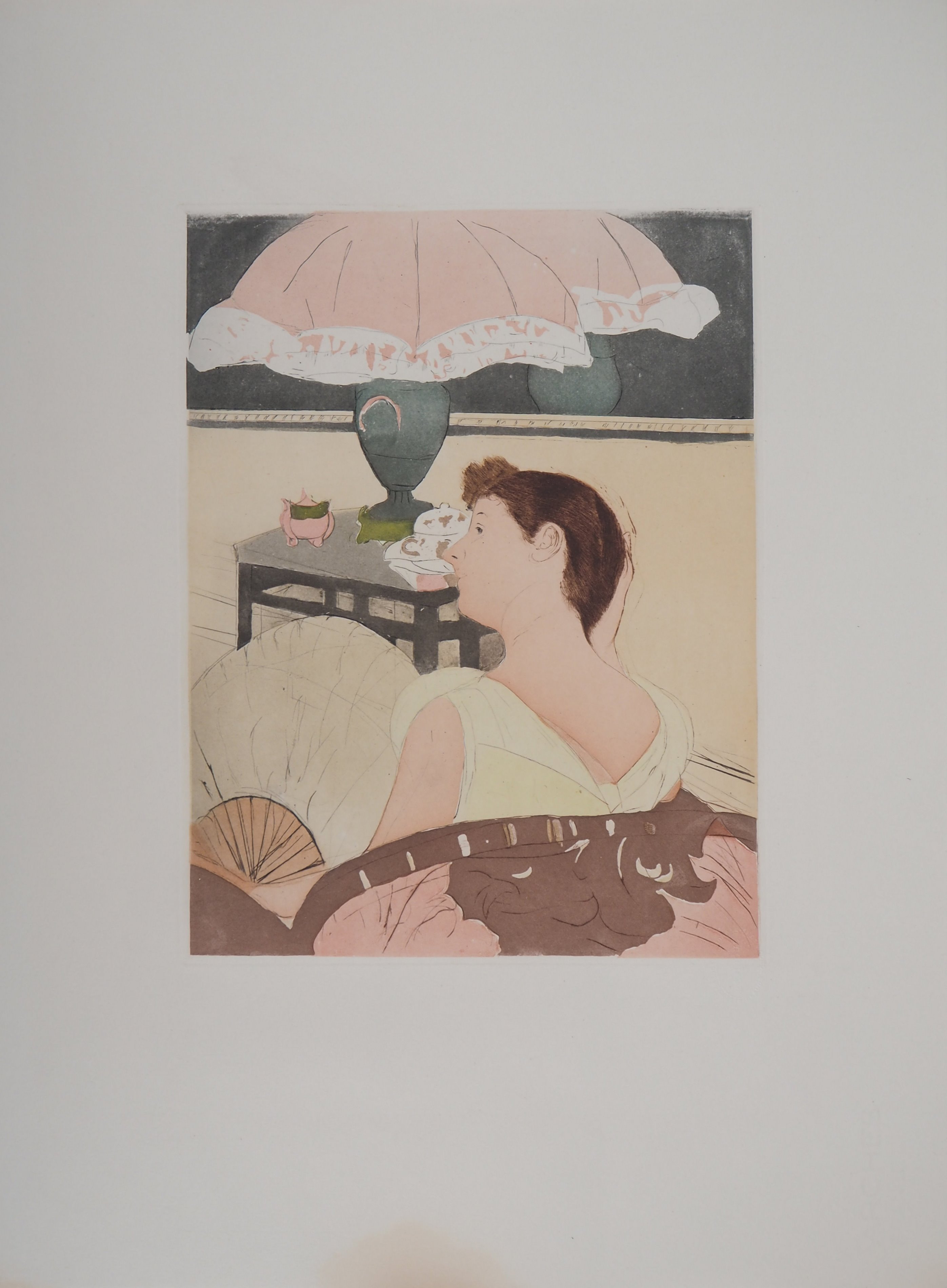 Mary CASSATT (after) - La lámpara, Mujer pensativa - Grabado original ...