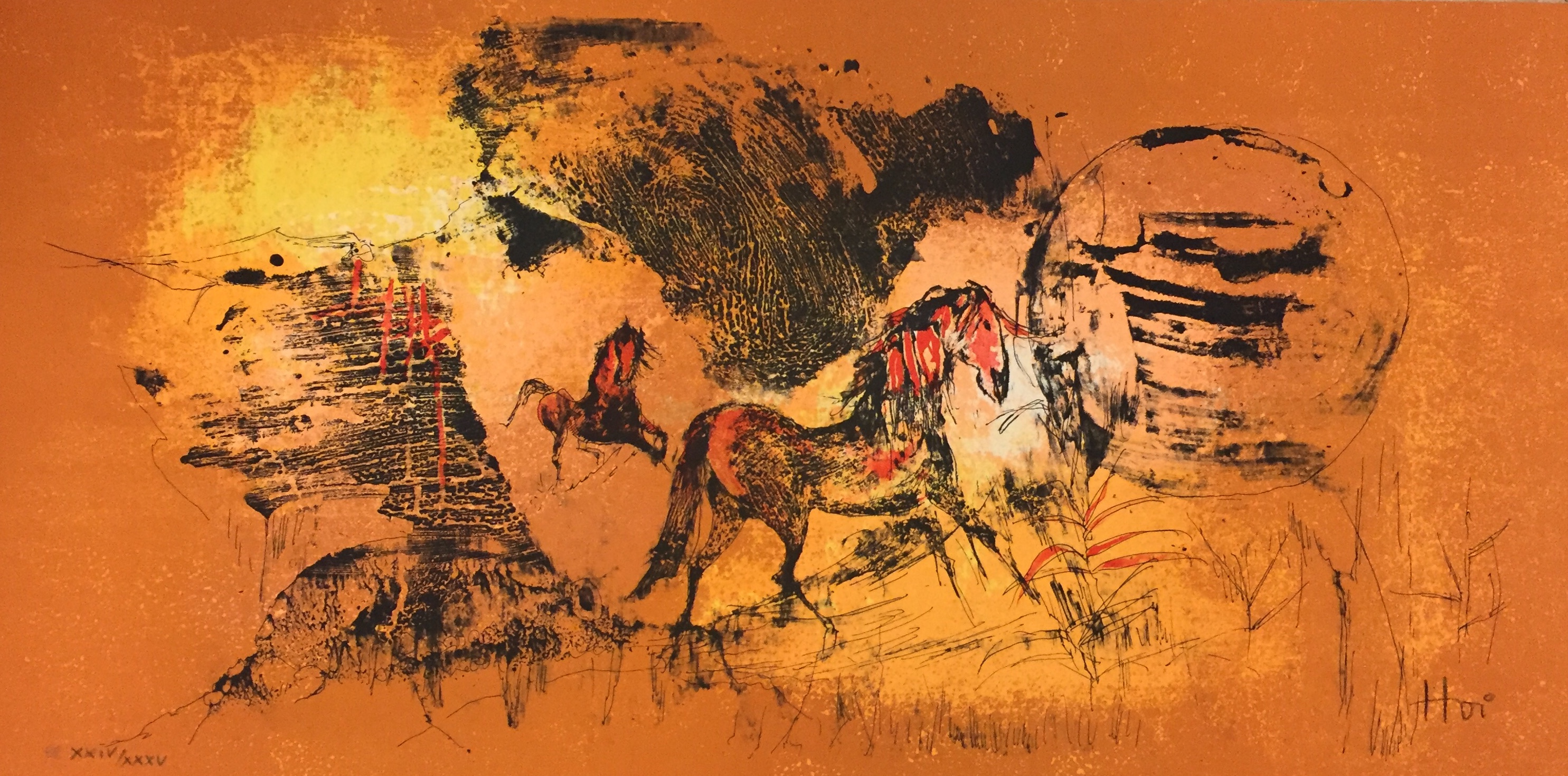 Lebadang - Wild horses - Lithograph signed in pencil - Contemporary Art ...