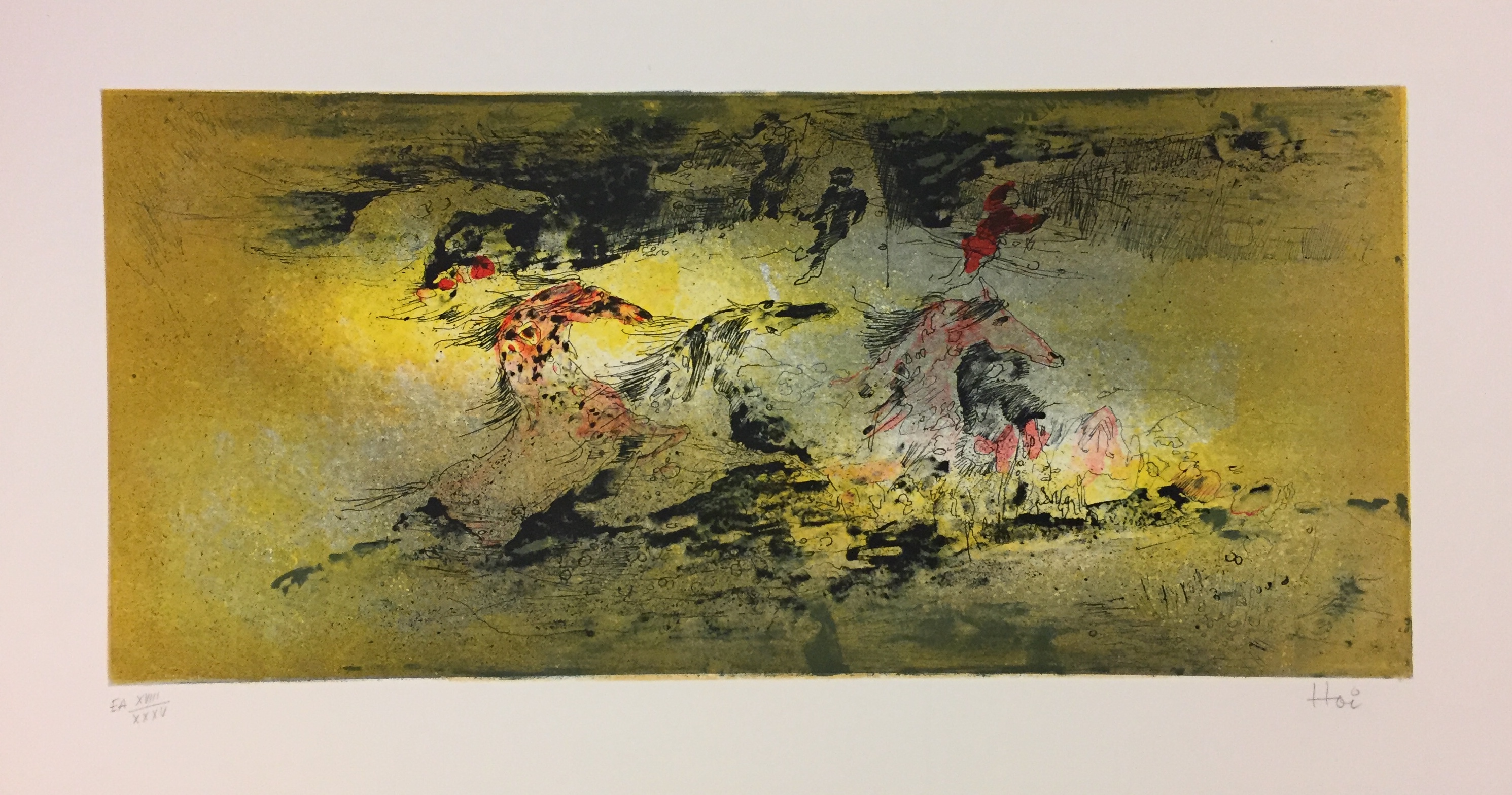 Lebadang - Three horses - Lithograph - Contemporary Art - Plazzart
